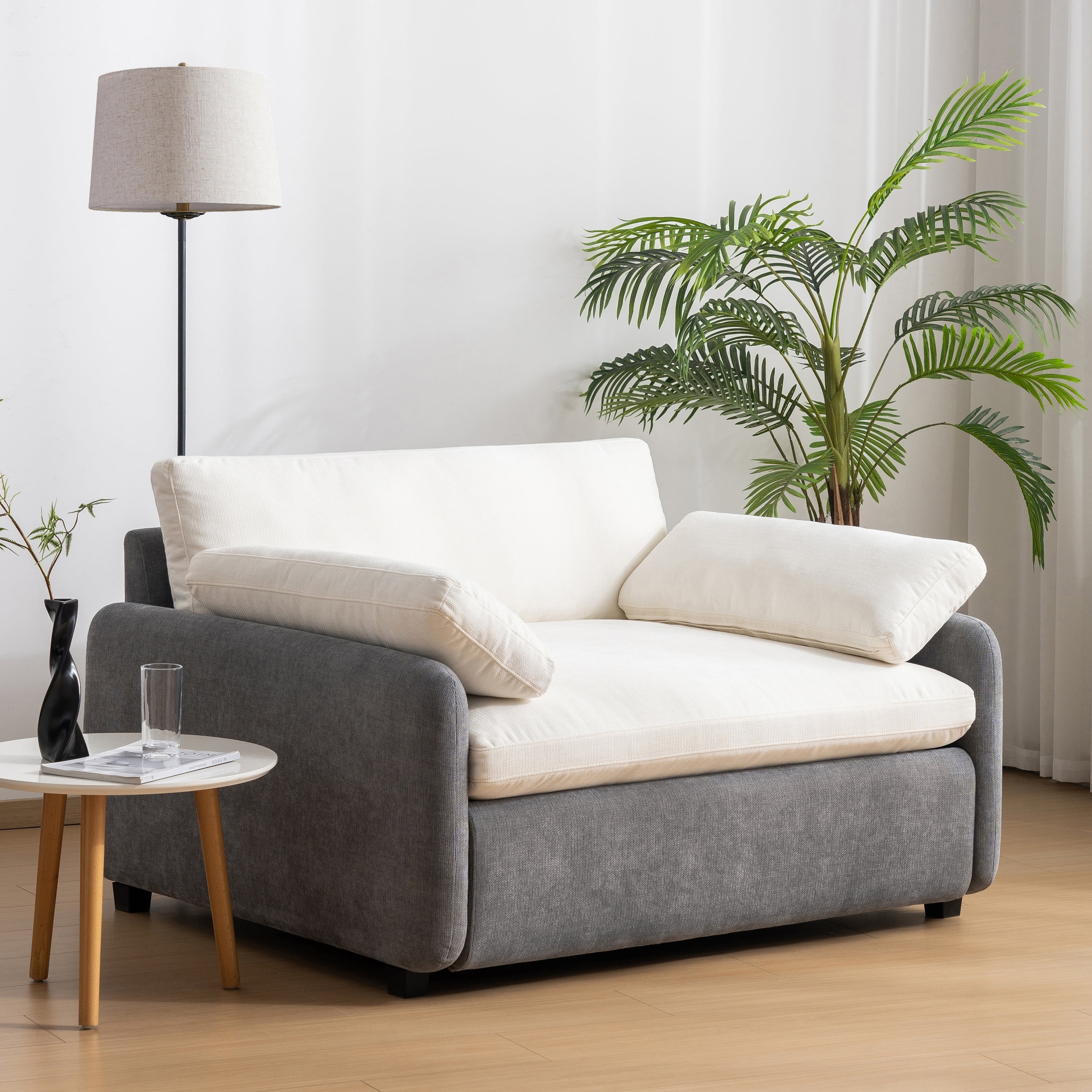 "Oversized Chenille Accent Chair, 50x43" Wide Deep Seat Armchair ...