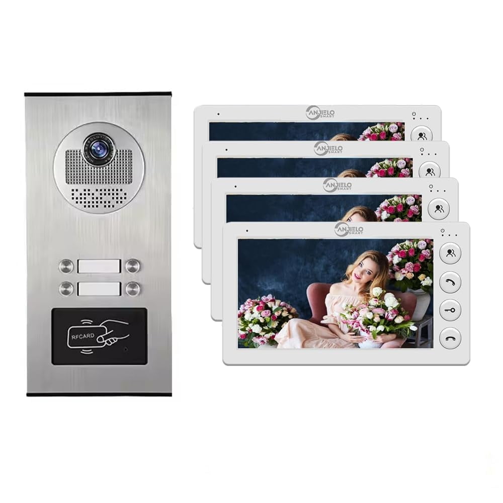 Video Apartment Intercom System,6 Units 7 inch Monitor Wired Video Door ...