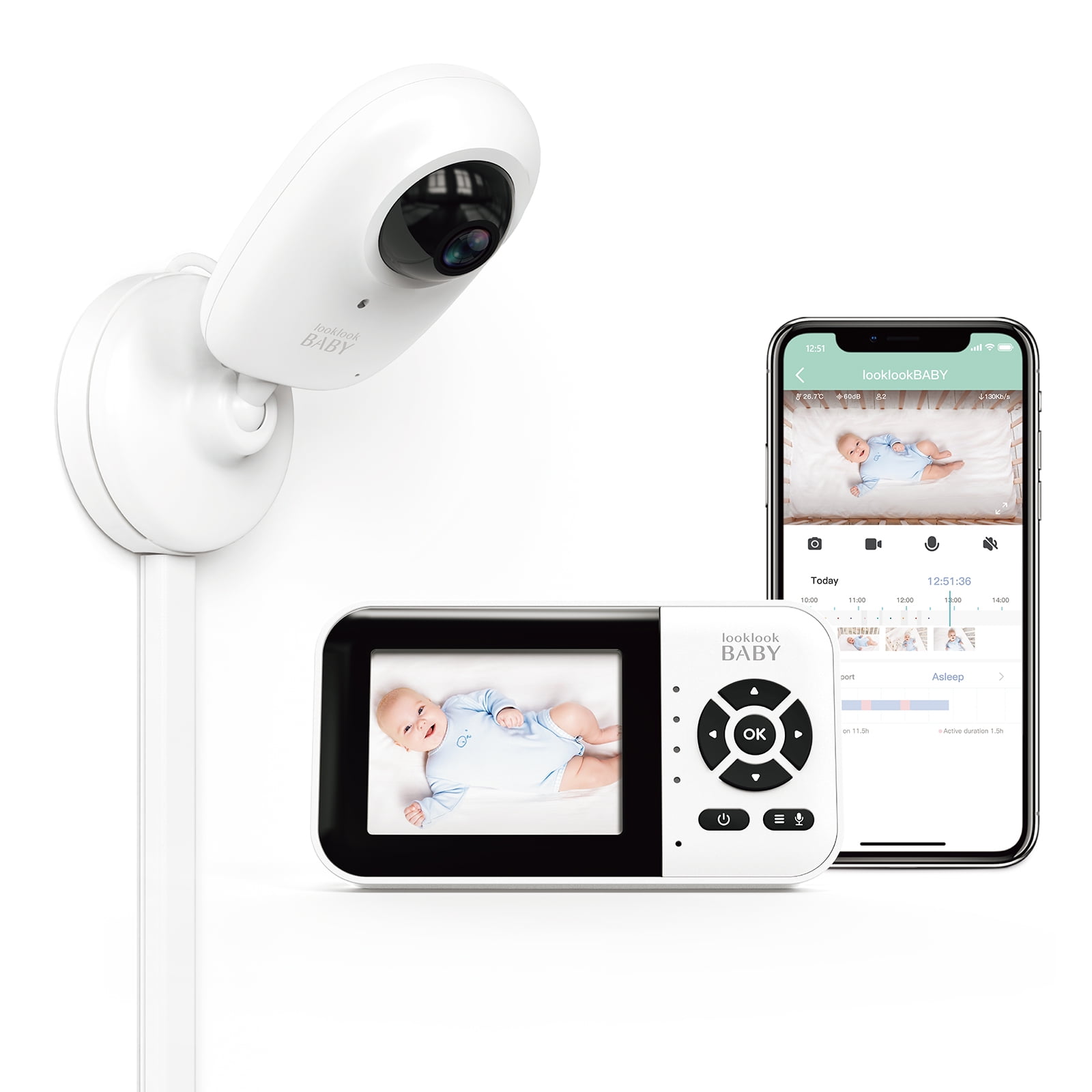 Video Baby Monitor with App and Screen 1080P Camera, 2.8 inch IPS ...