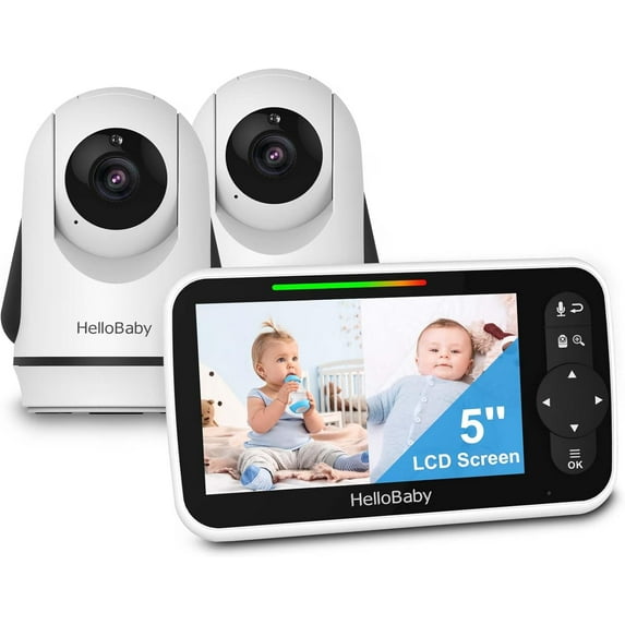 Video Baby Monitor with 2 Cameras and 5 Inch Split Screen Display ...