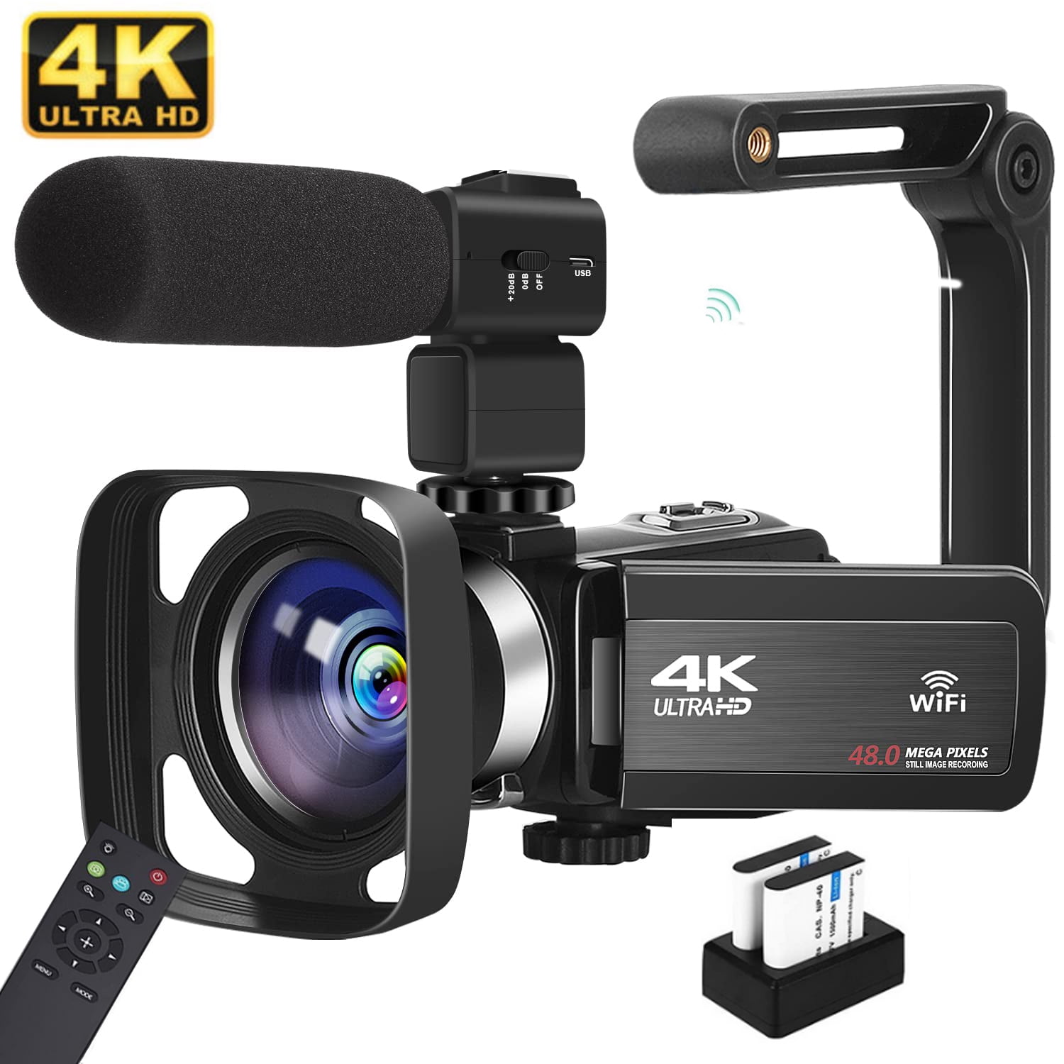 Video Camera 4K Camcorder 48MP Video Camera with Microphone 16× Digital ...