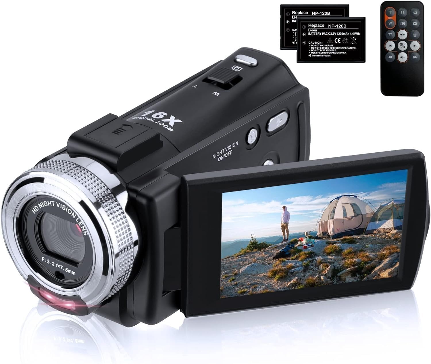 Video Camera Camcorder, 1080P 30FPS IR Night Vision Vlogging Camera for ...
