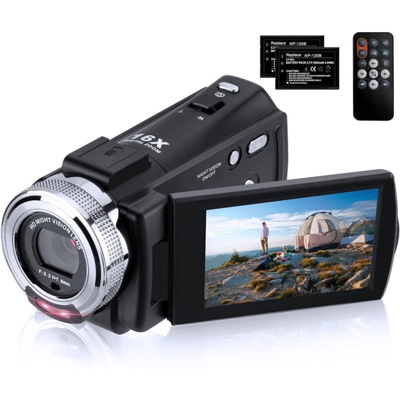 Video Camera Camcorder, 1080P 30FPS IR Night Vision Vlogging Camera for ...