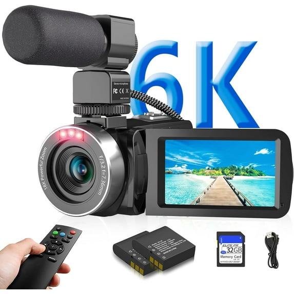 Video Camera Camcorder, 6K 64MP IR Niht Vision Vloin Camera 18X Zoom ...