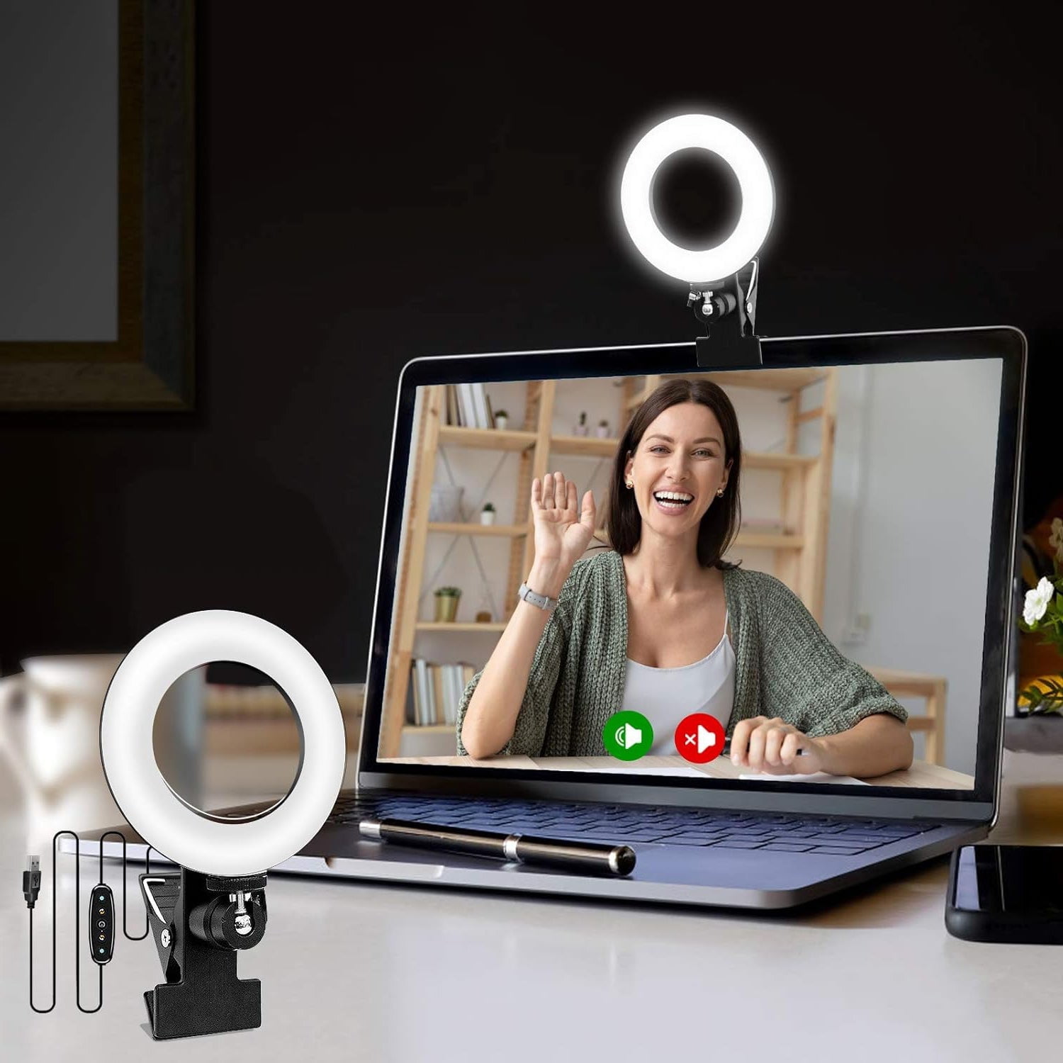 Cpeelsdo Clip-on Ring Light USB-Powered, Dimmable LED Circle Lights for ...
