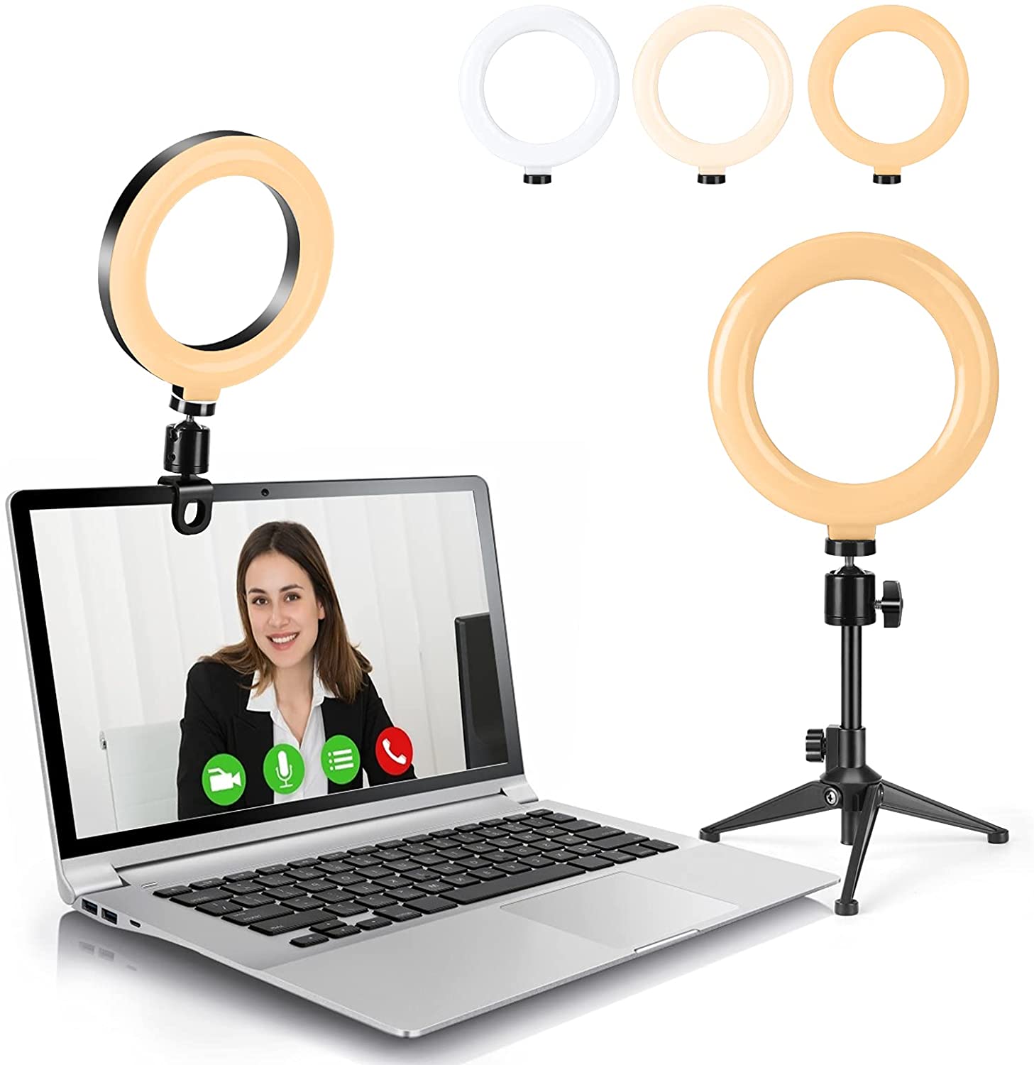 Video Conference Lighting Kits, 6” LED Selfie Ring Light with Tripod ...
