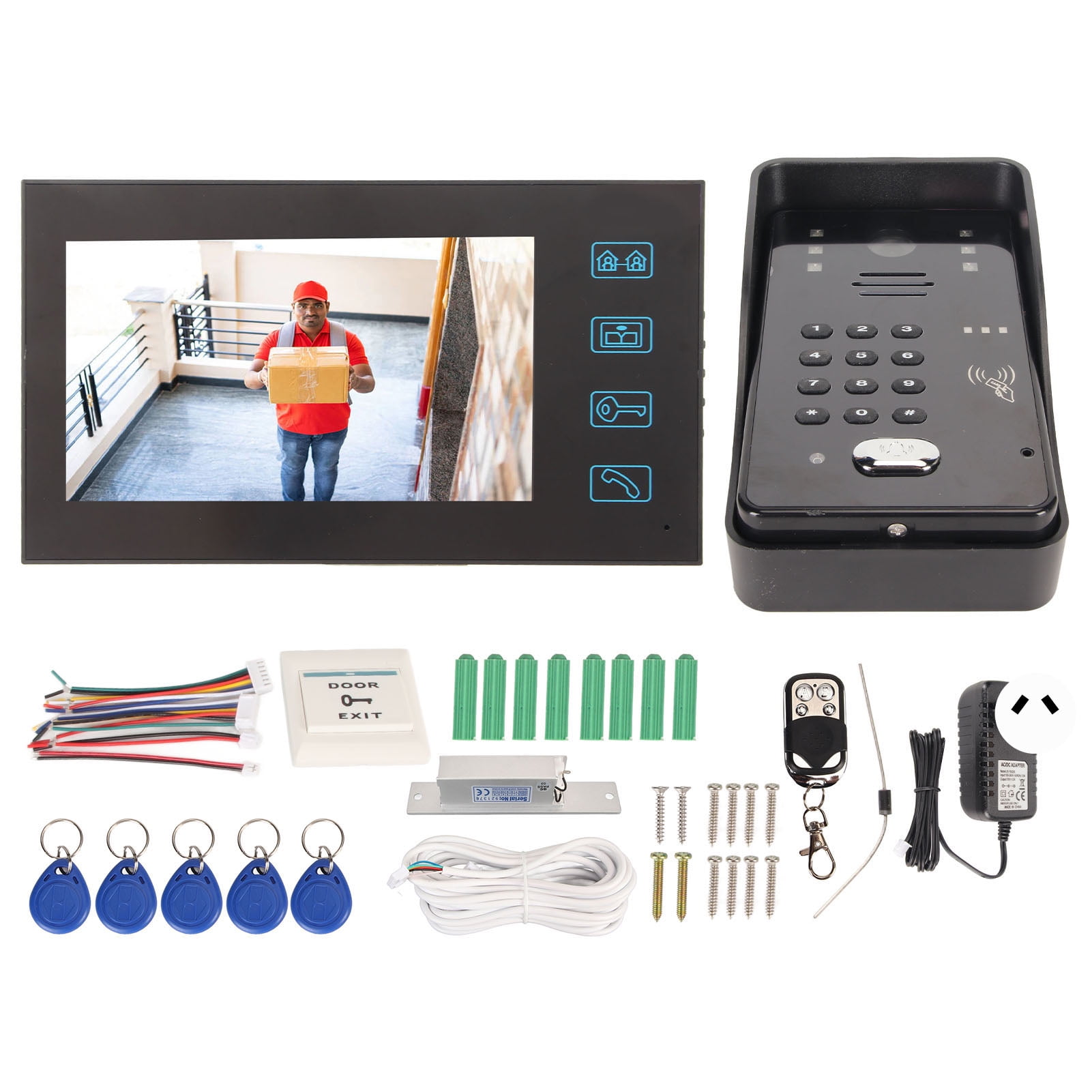 Video Door Bell 7in TFT Screen RFID Password IR CUT 1000TV Line Wireless Remote Access Control ...