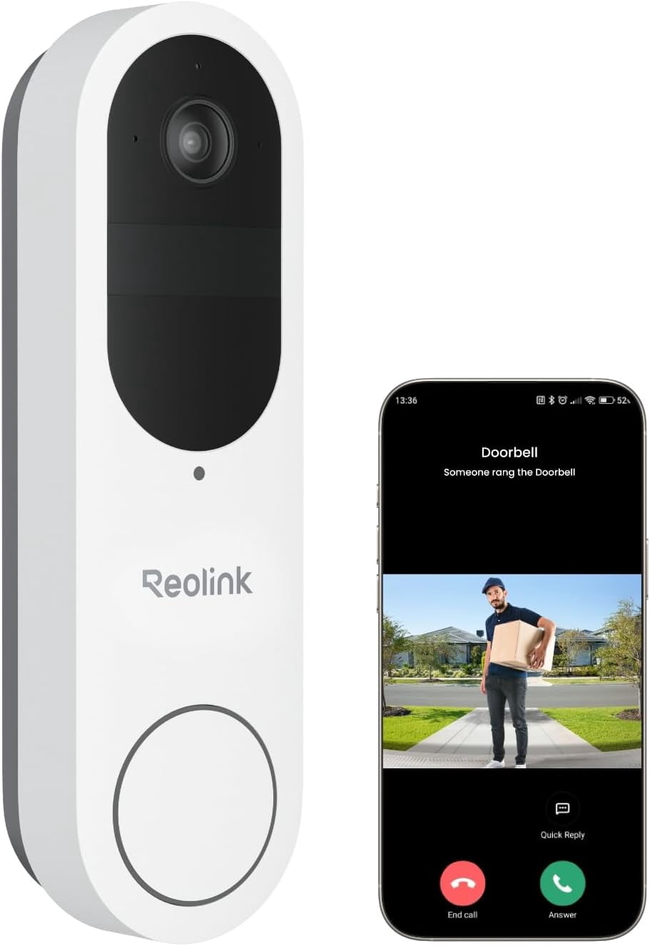 Video Doorbell Camera, Battery Version, 2K 150°x150° Head-to-Toe View ...