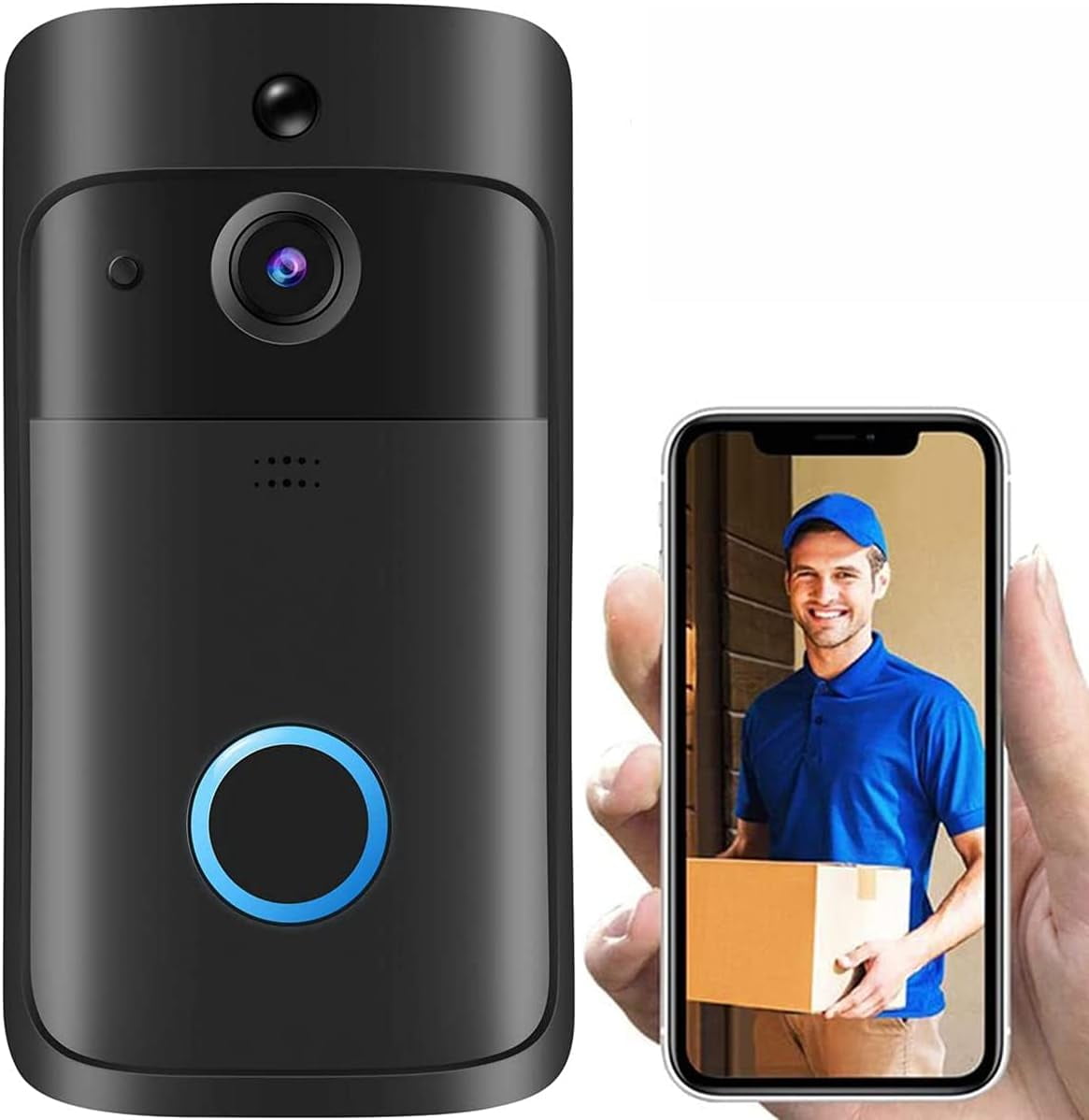 HD WiFi Video Doorbell Camera with Motion Detector, Audio & Speaker and ...