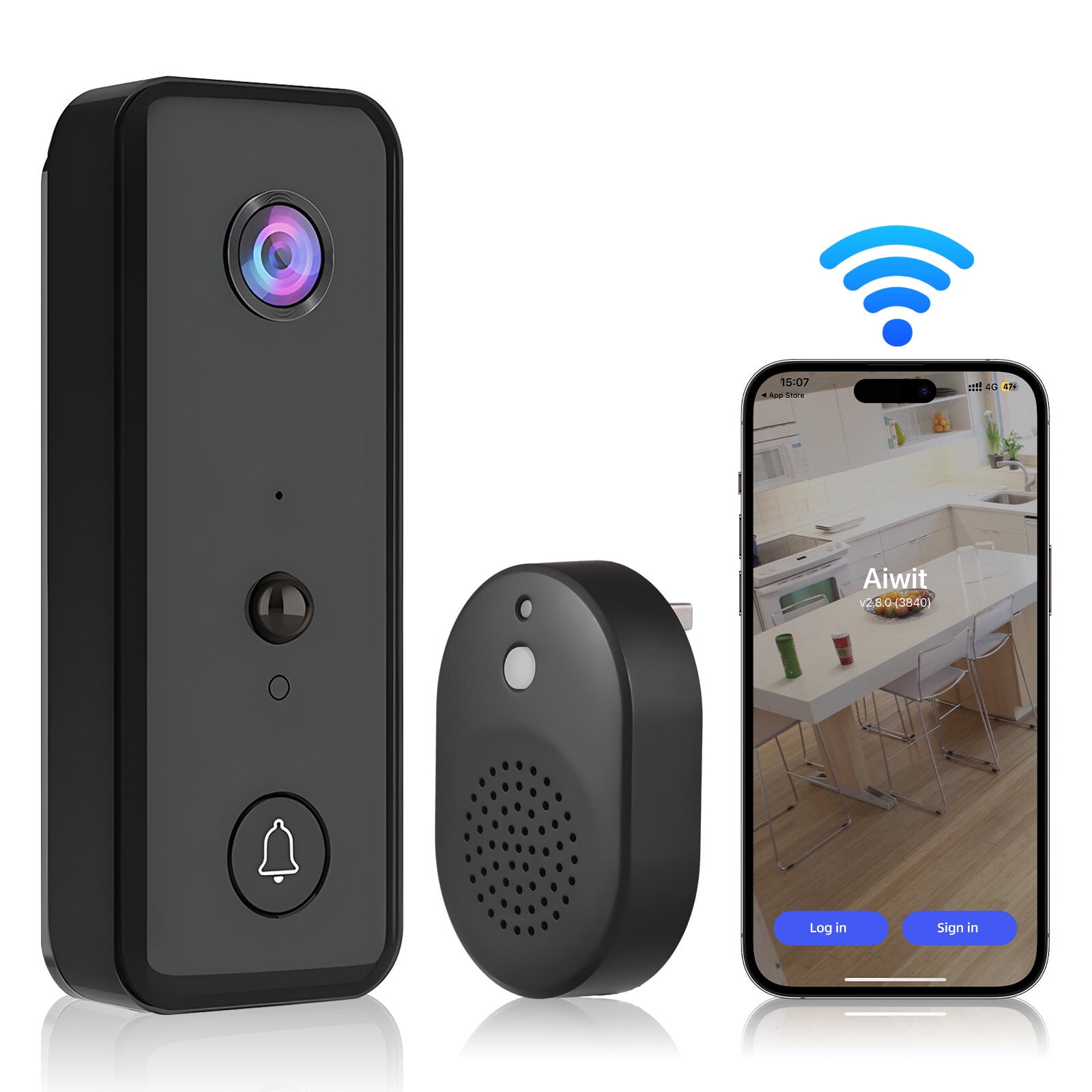 Video Doorbell Camera Wireless with Chime Ringer Battery Powered Smart ...