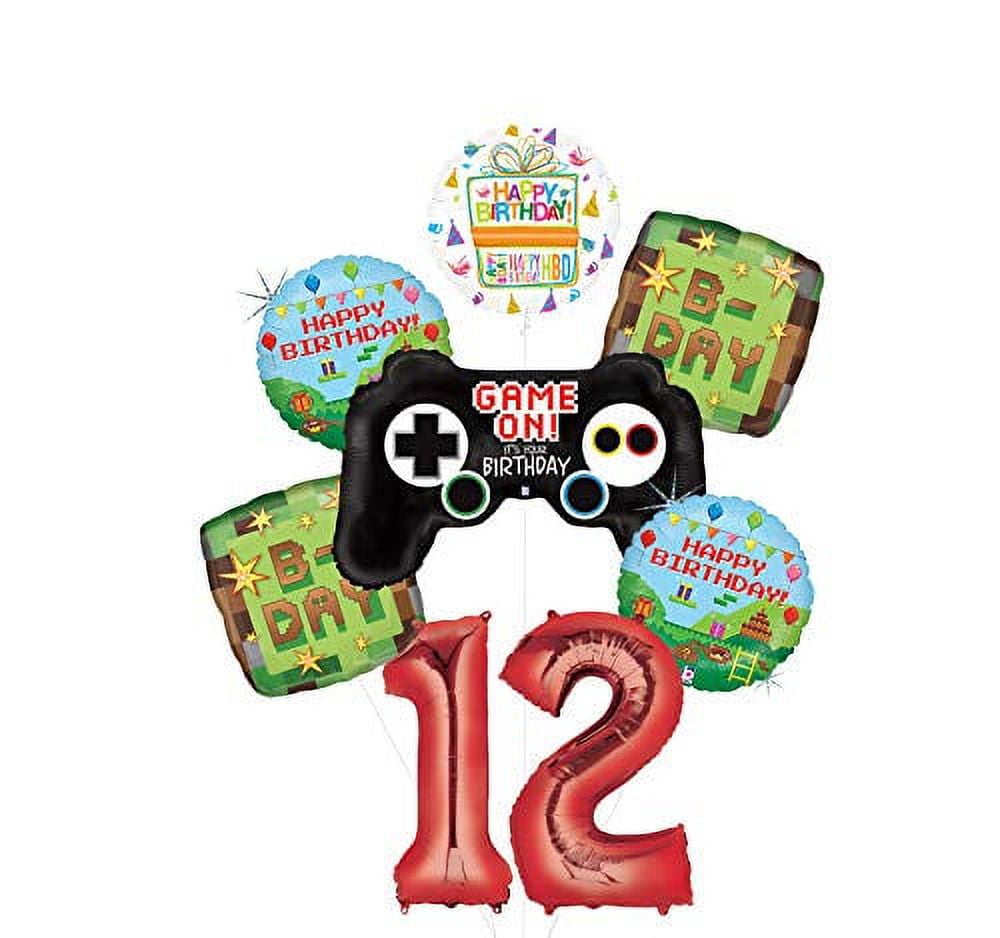 Video Game 12th Birthday Party Supplies Miner Pixelated TNT Balloon ...