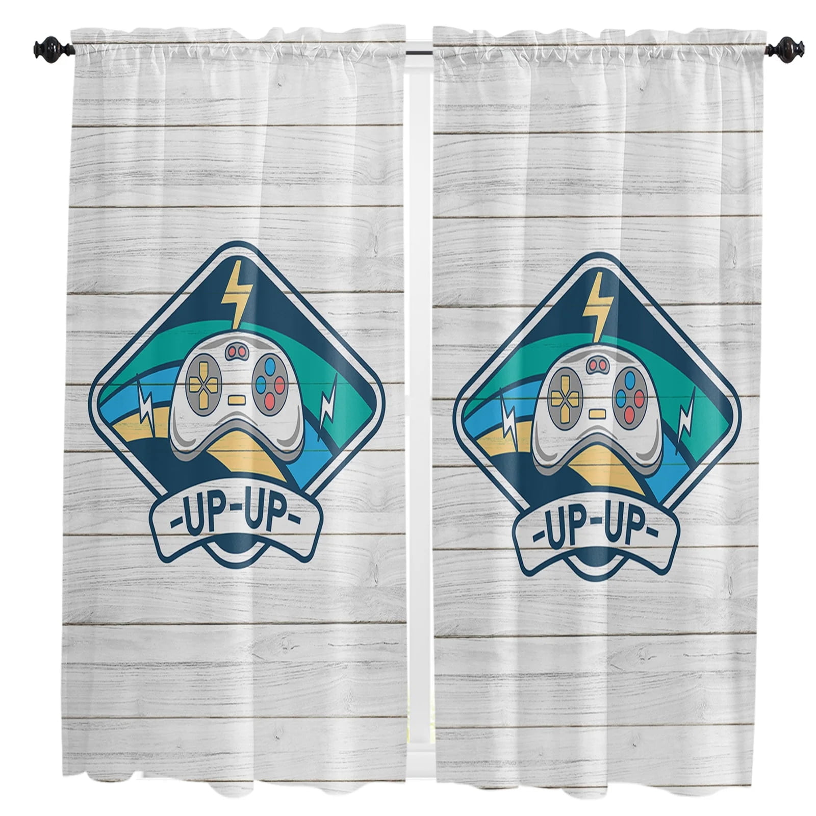 Video Game Art Handle Small Curtain Rod Pocket Short Curtains Half ...