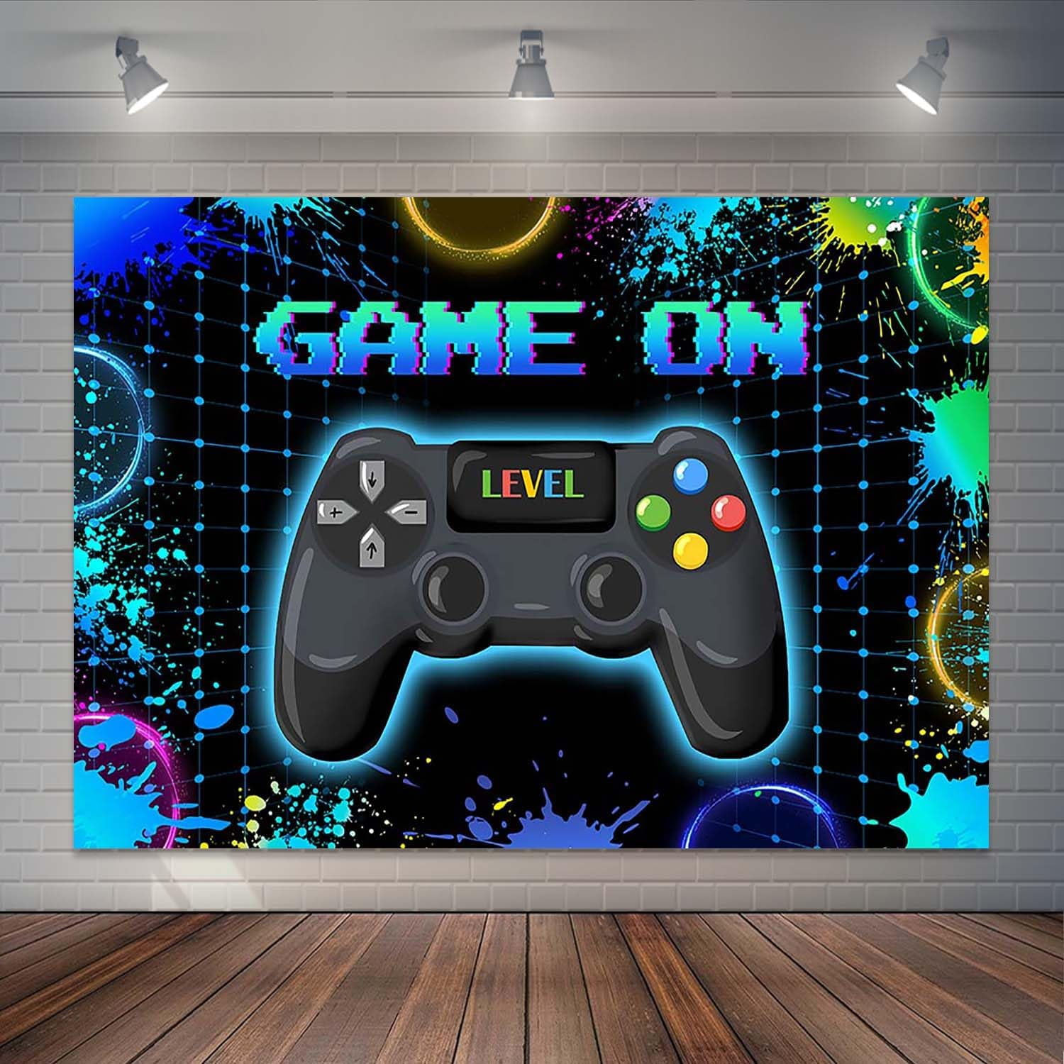 Video Game Backdrop Neon Glow Splatter Boy Gamer Birthday Party ...