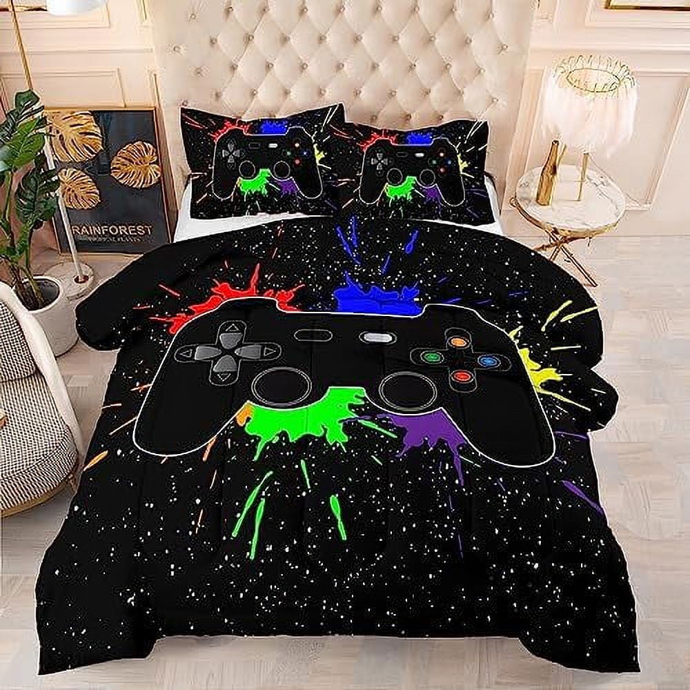 Video Game Bed Set for Teenagers - Size Gamer Comforter Set - Stylish ...
