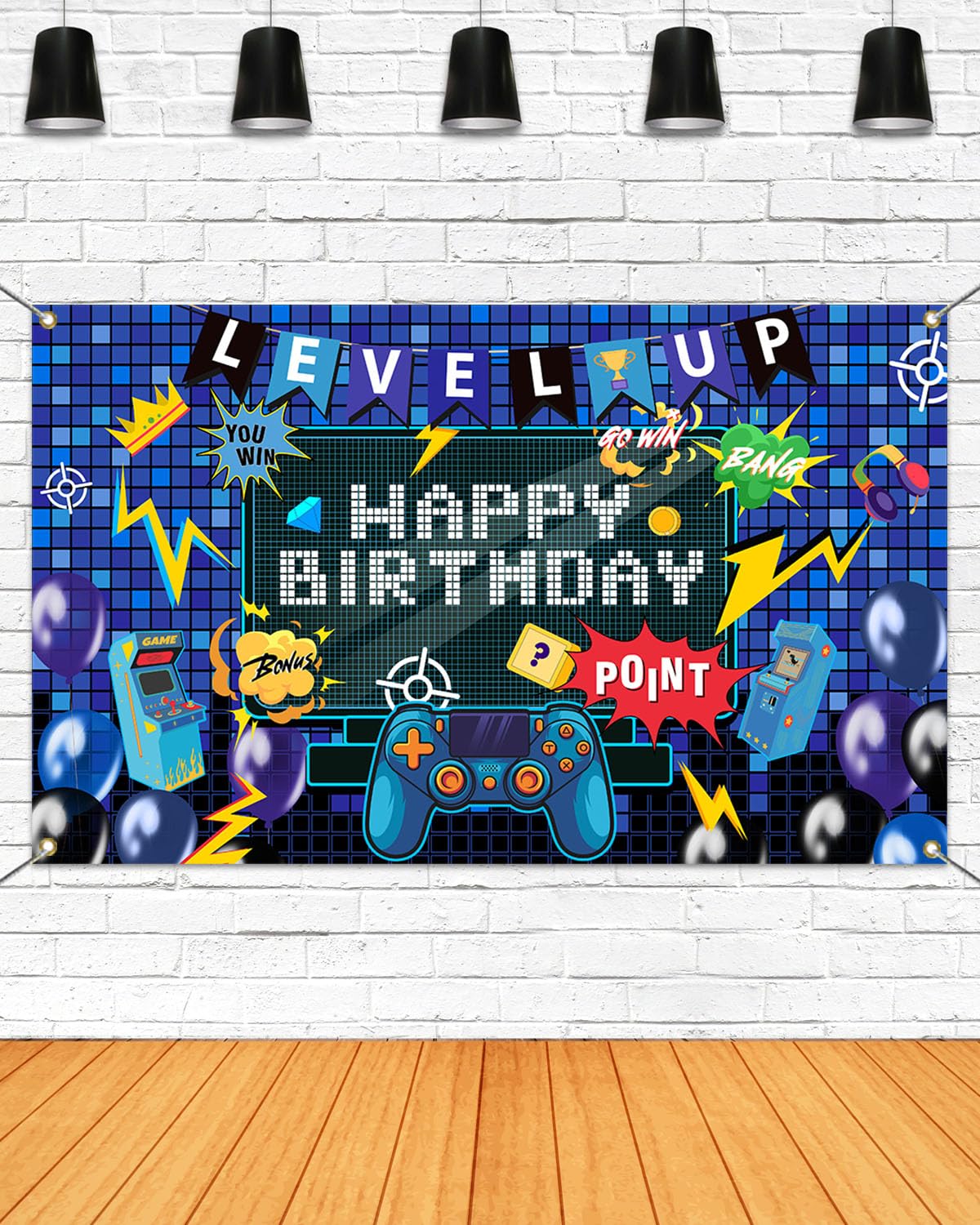Video Game Birthday Backdrop Game on Happy Birthday Party Decorations ...