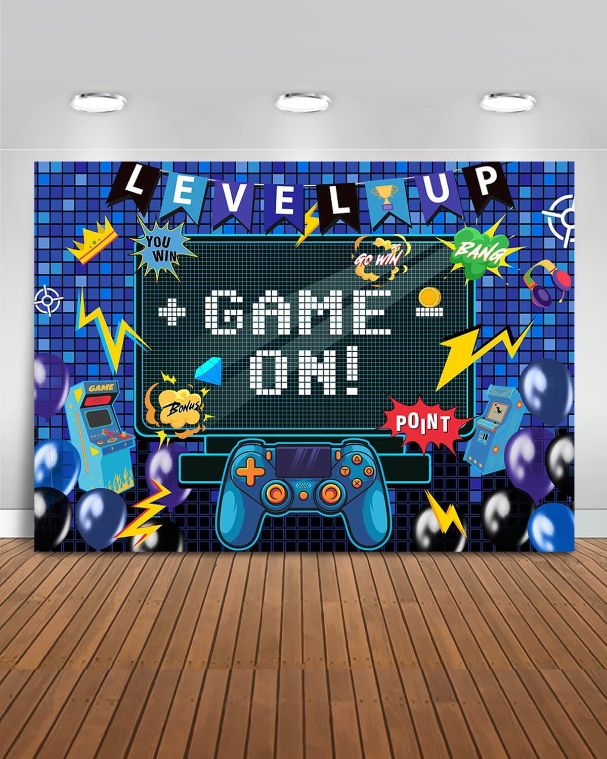 Video Game Birthday Backdrop Game on Happy Birthday Party Decorations ...