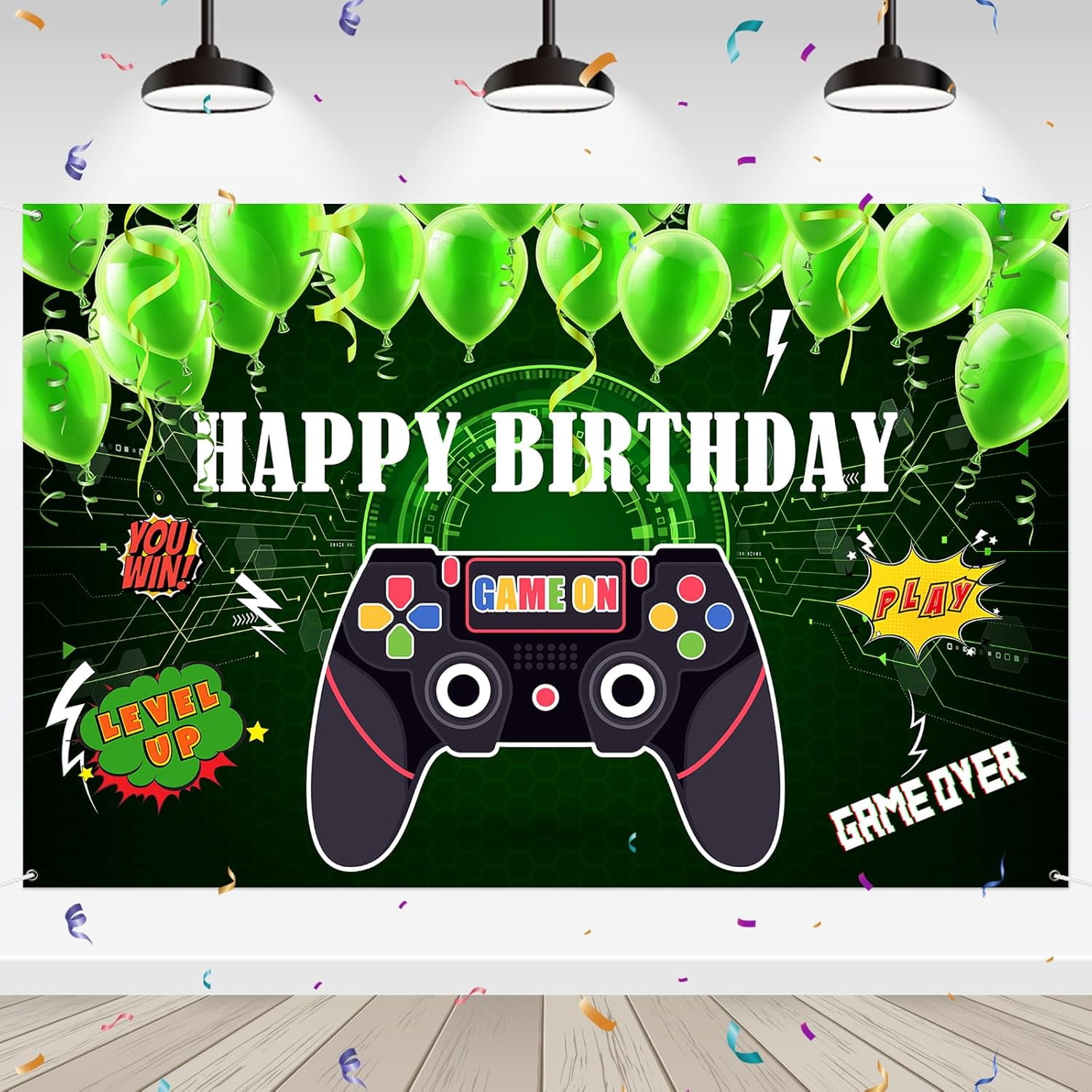 Video Game Birthday Backdrop Level Up Gaming Photography Background ...