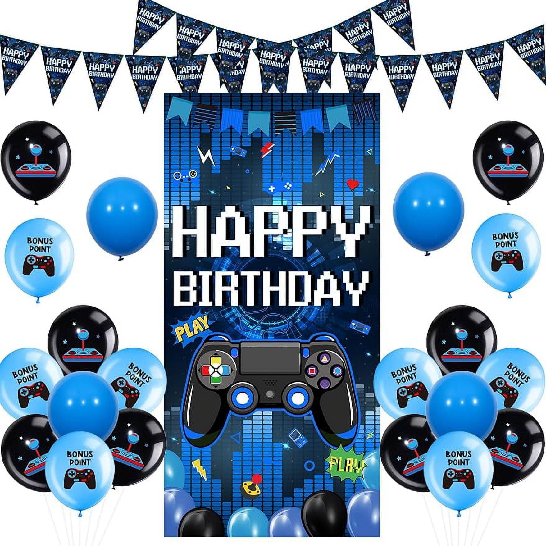 Video Game Birthday Decorations for Boys, Blue Gaming Happy Birthday ...