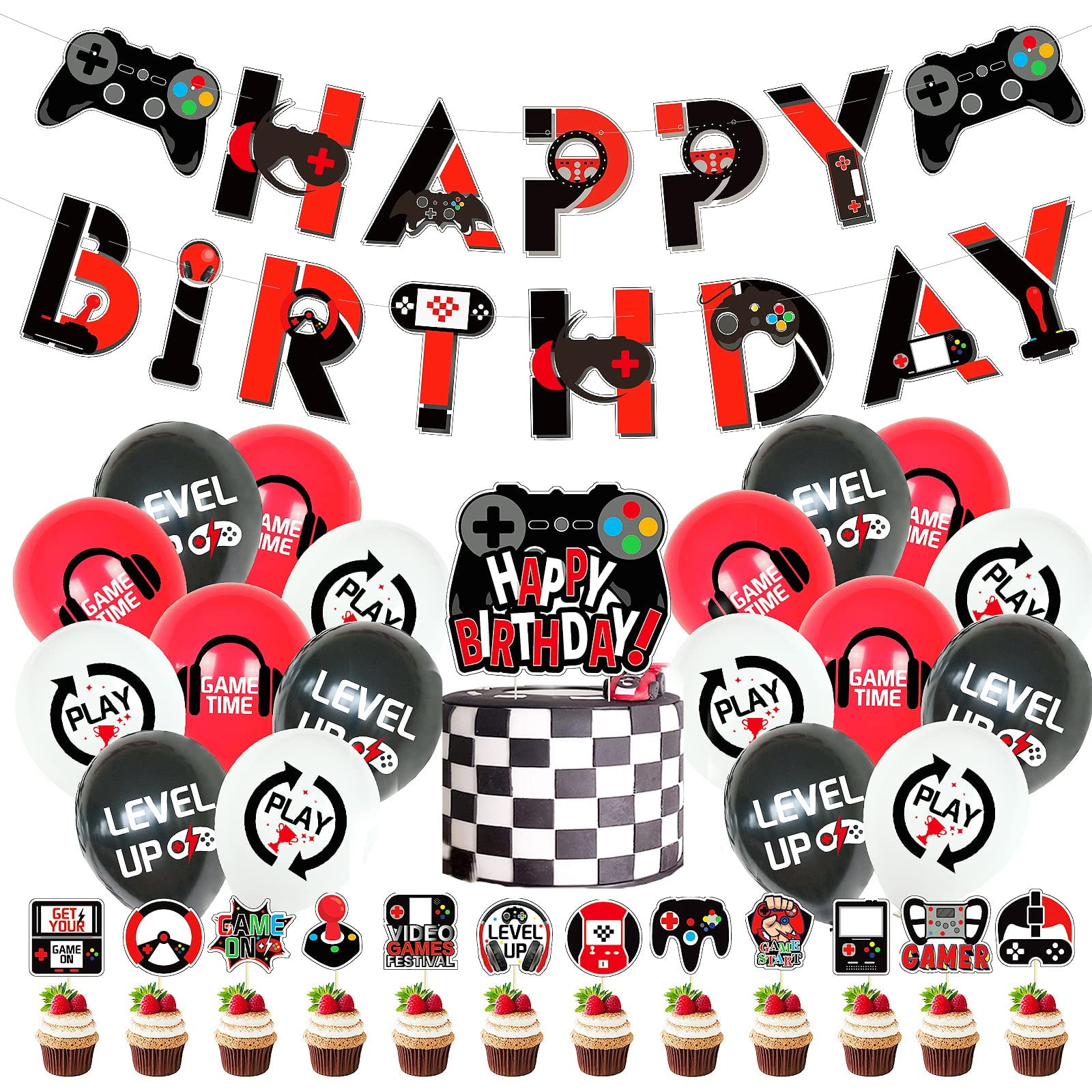 Video Game Birthday Decorations Gaming Party Supplies for Boys Gamer ...