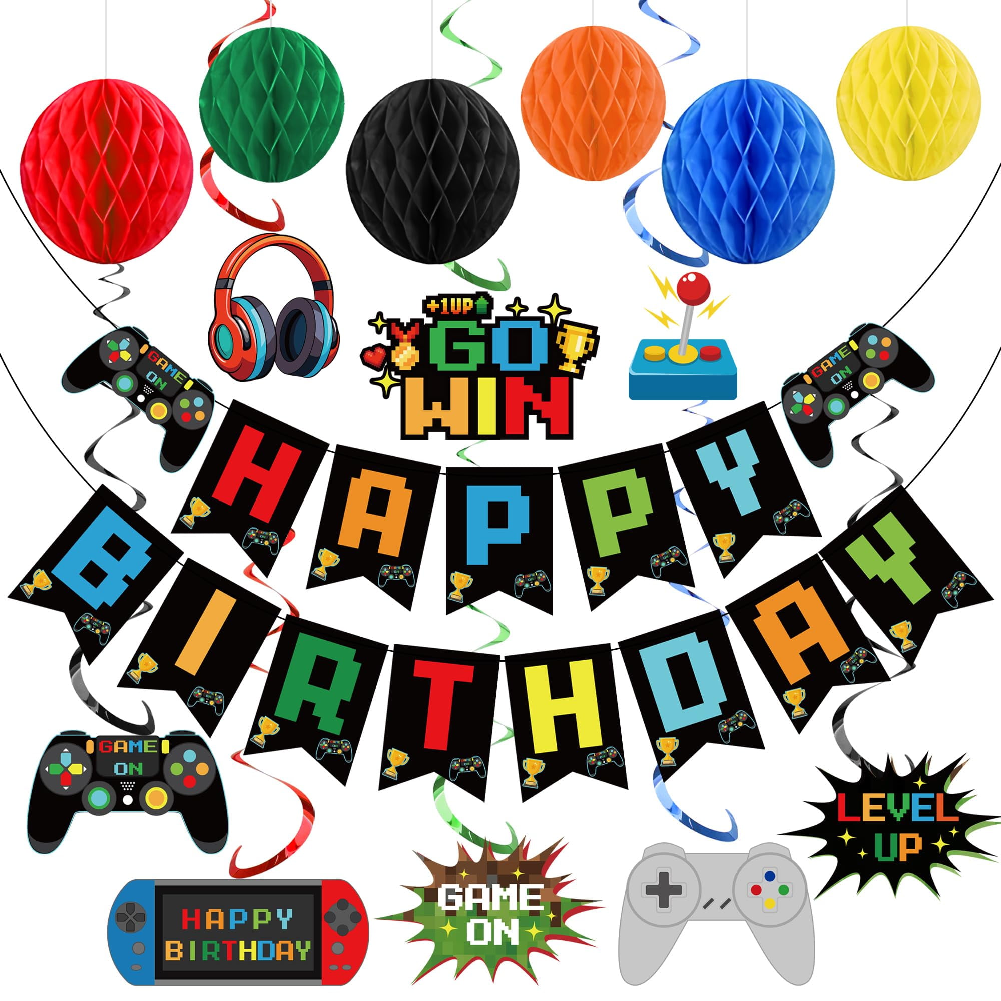 Video Game Birthday Decorations SSF20 Game Theme Party Decorations Kit ...