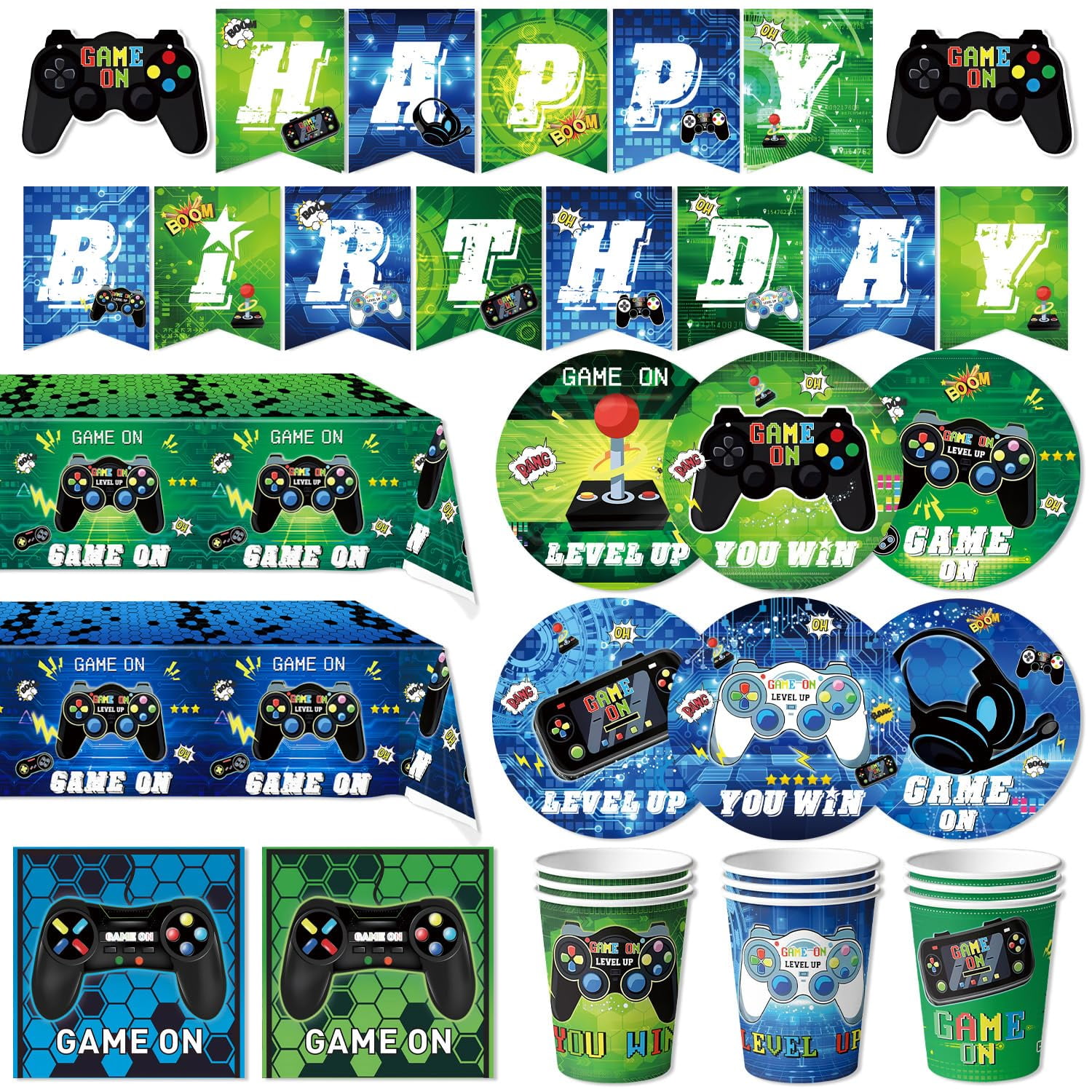 Video Game Birthday Decorations SSF20 Tableware Set, Birthday Party ...
