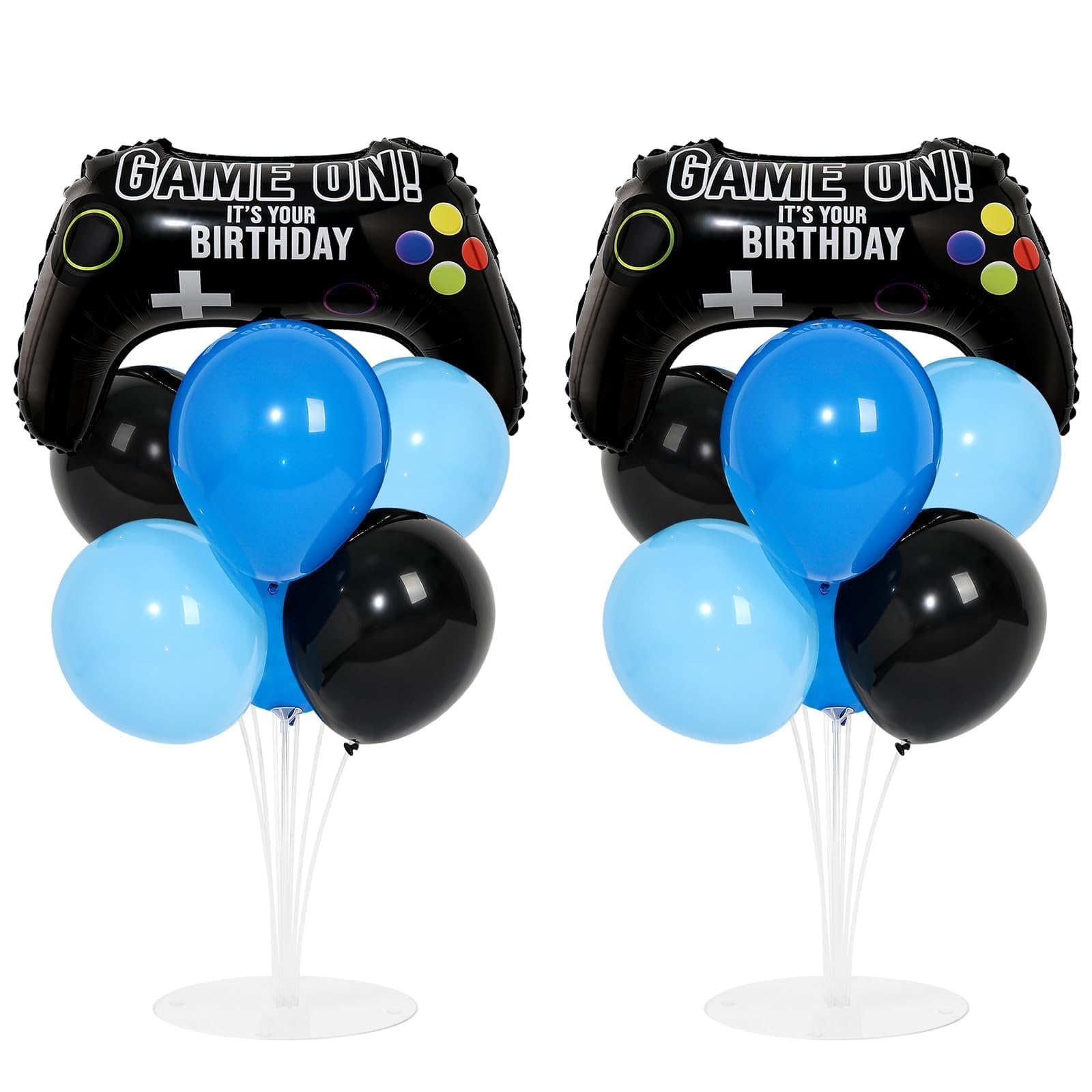 Video Game Birthday Party Balloons Stand Kit 2 with 2 Game Handle Foil ...