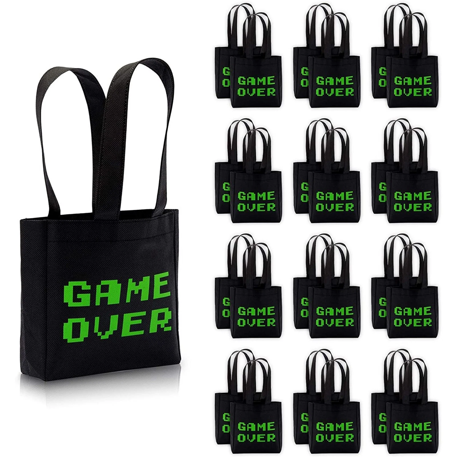 Video Game Birthday Party Favor Bags Small Black Totes (24 Pack ...