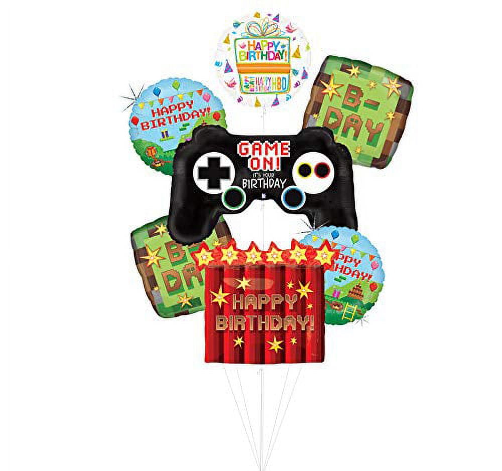 Video Game Birthday Party Supplies Miner Pixelated TNT Balloon Bouquet ...