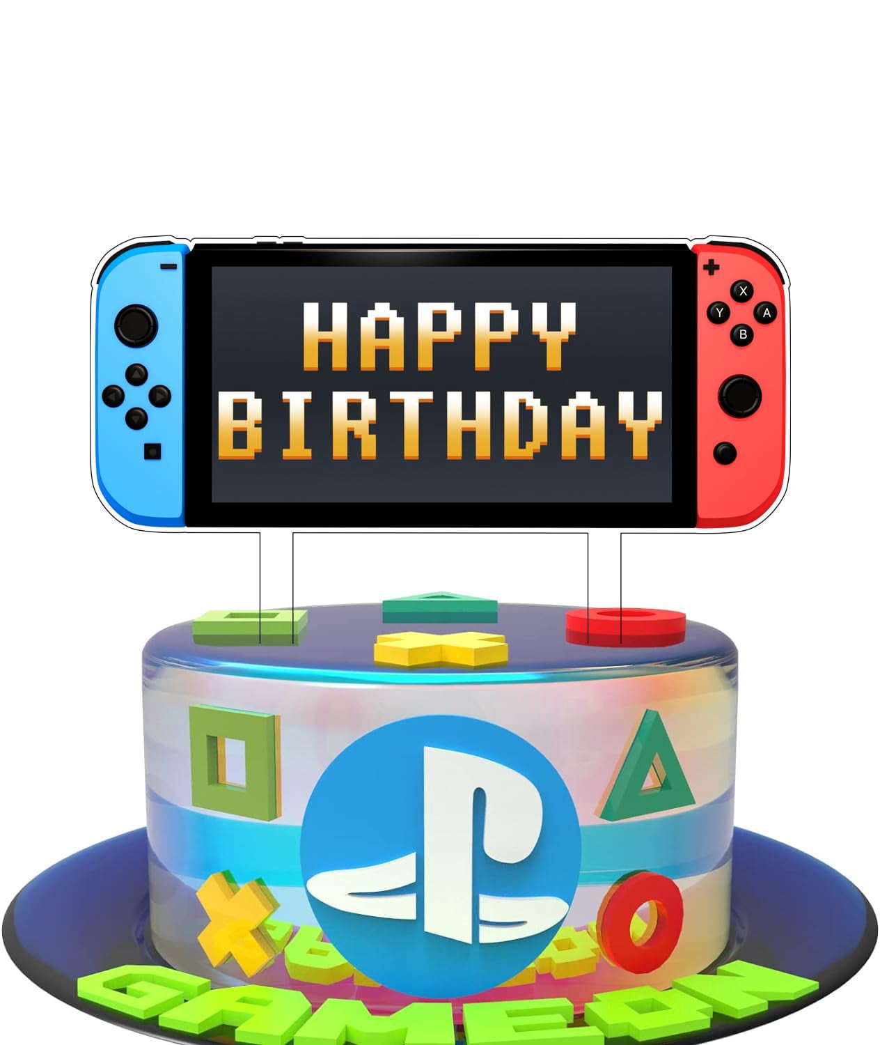 Video Game Cake FEV6 Toppers Switch Game Controller Theme Cake ...