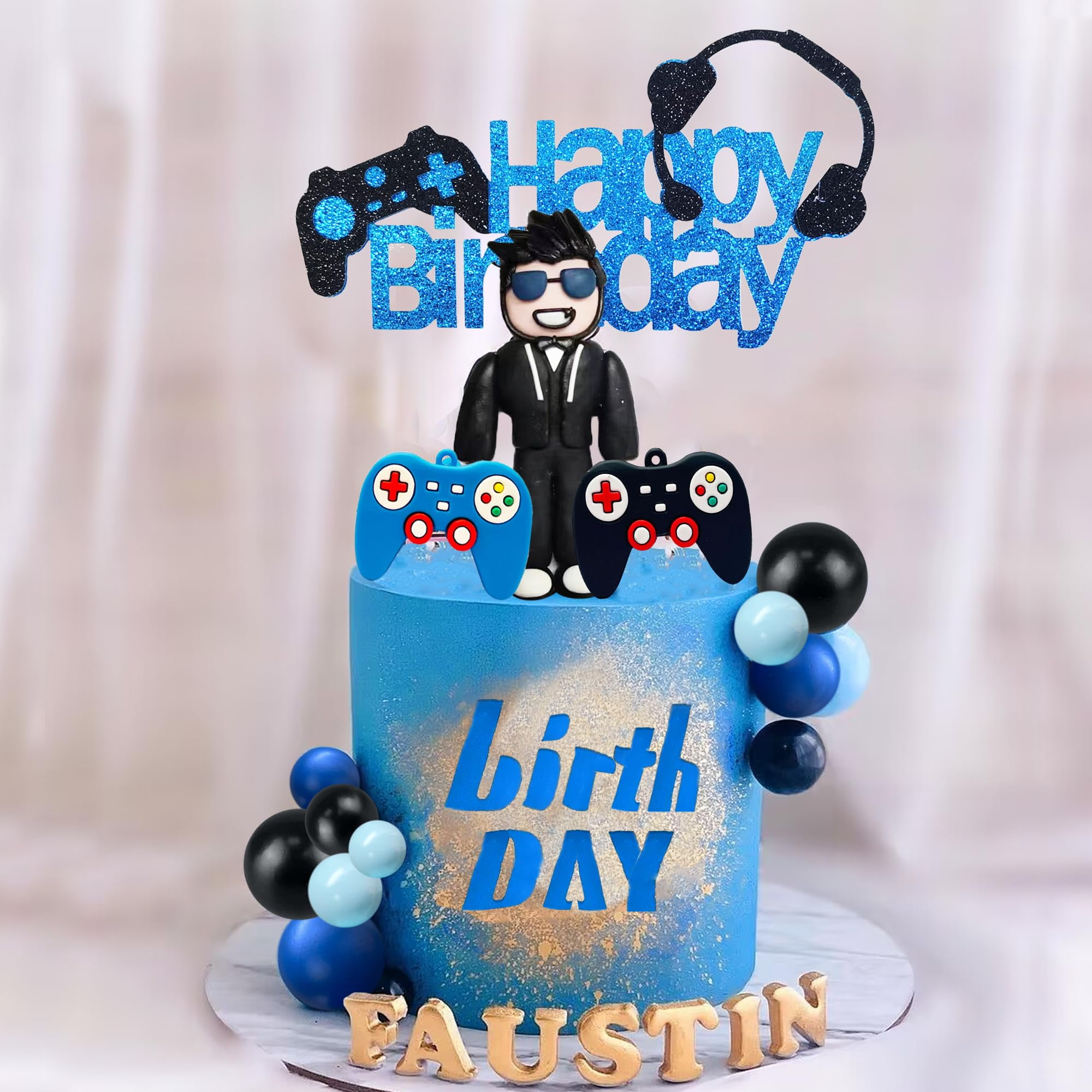 Video Game Cake Toppers Gamer Cake RST1 Decoration Game Controller Blue ...