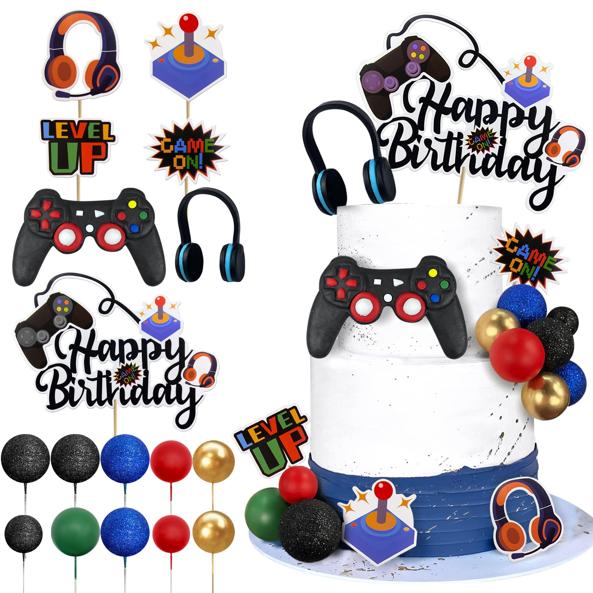 Video Game CakeTRDN Toppers Video Game Happy Birthday Controller ...
