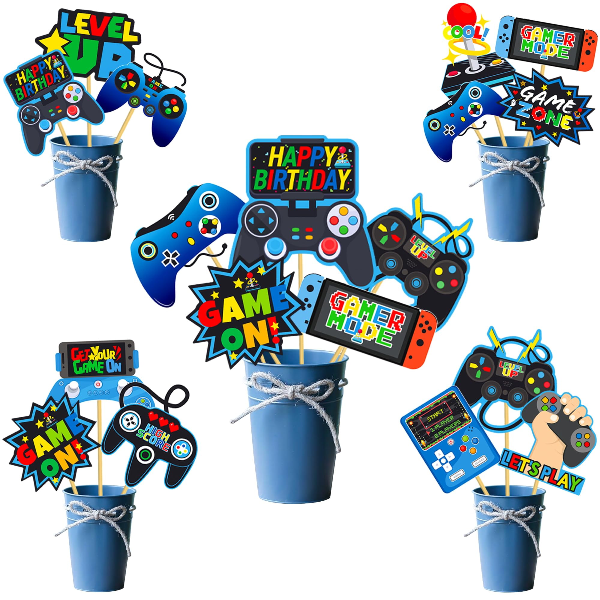 Video Game Centerpiece Sticks 26Pcs Gamer Birthday Party Decorations ...