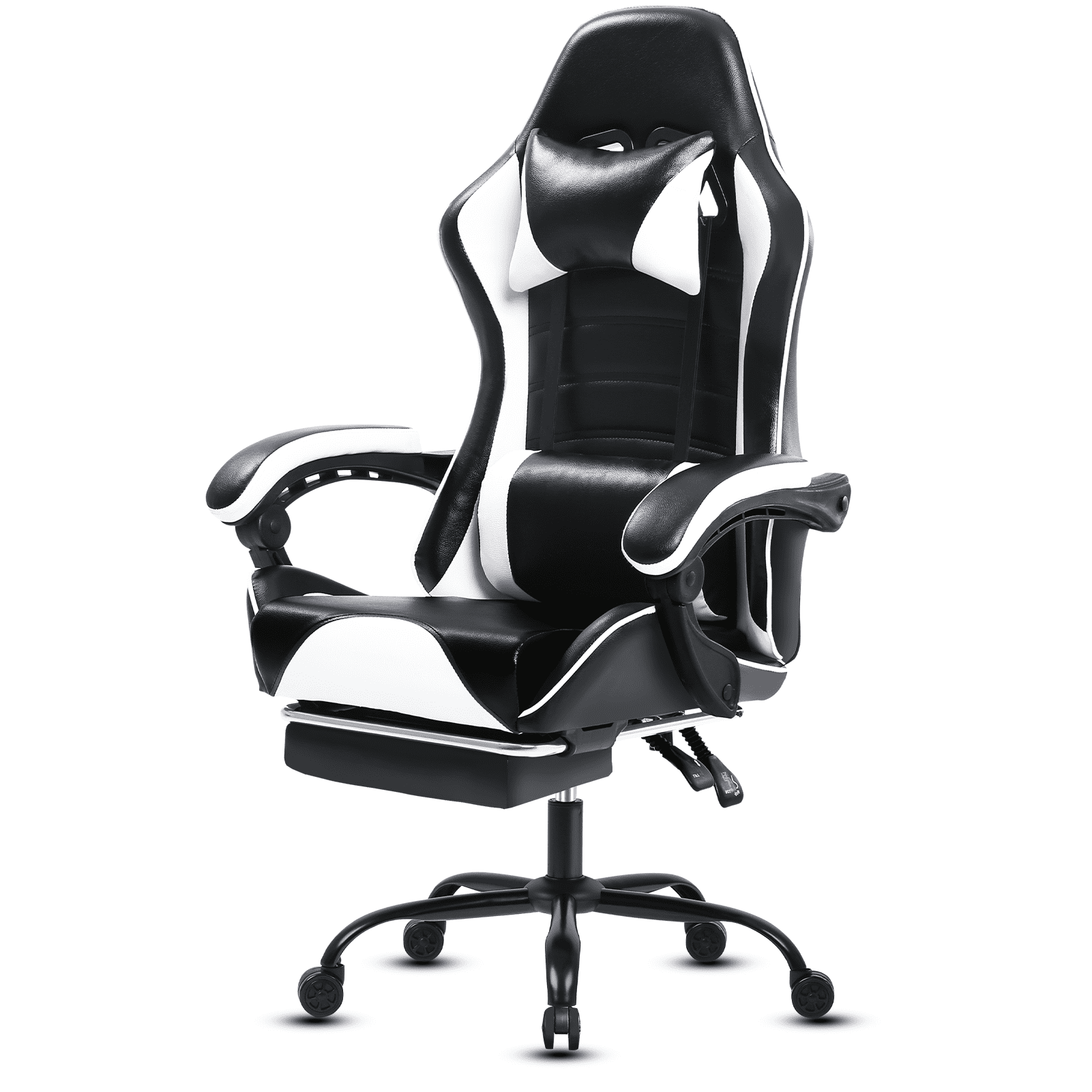 BSTYJQXH Adult Gaming Chair with Footrest and Height Adjustable, White ...