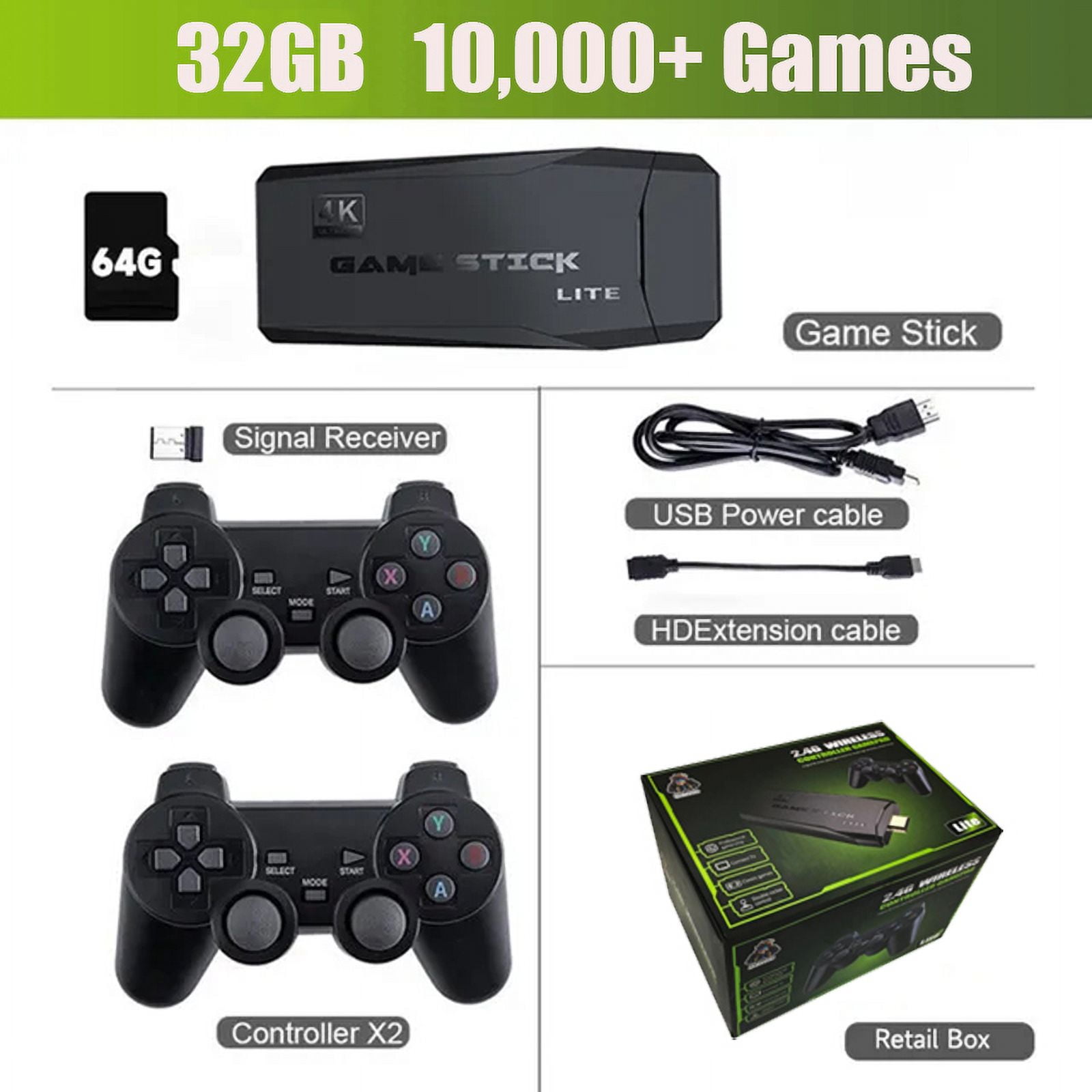 Video Game Console 2.4G Double Wireless Controller Game Stick 4K 20000 ...