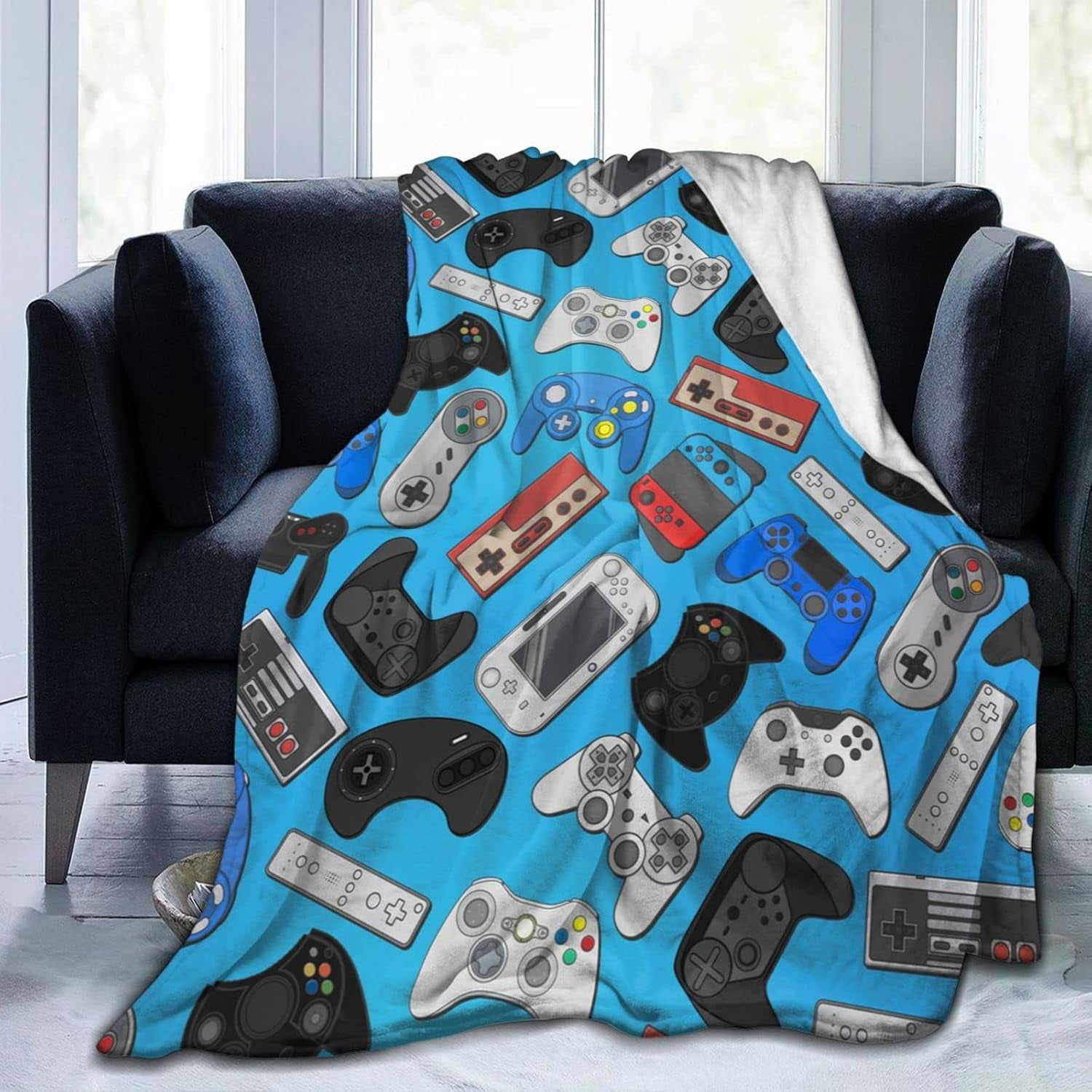 Video Game Controller Background Throw Blanket Ultra Soft Warm All ...