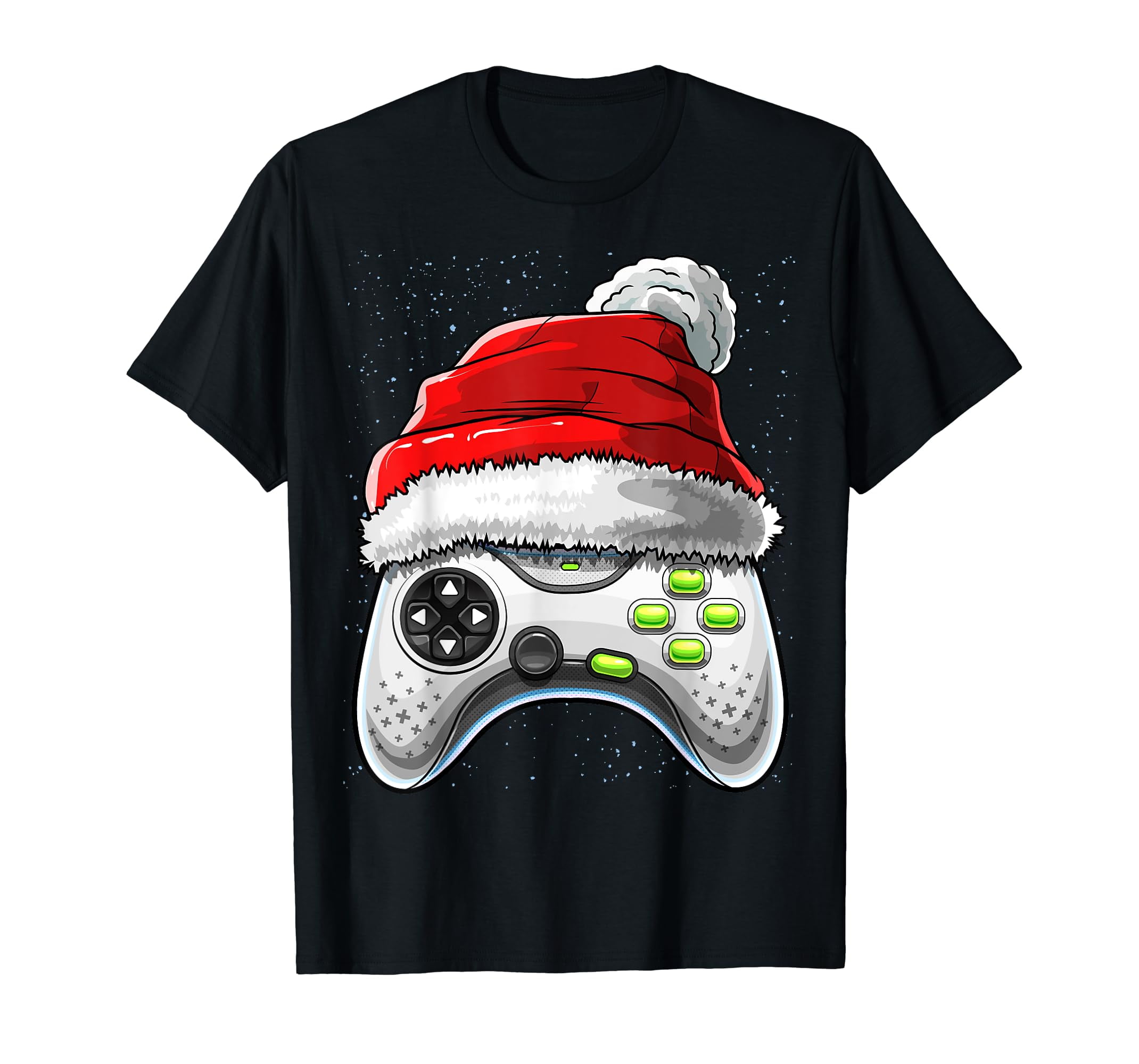 Video Game Controller Christmas Santa Hat Gamer Gift Boys T-Shirt Black ...