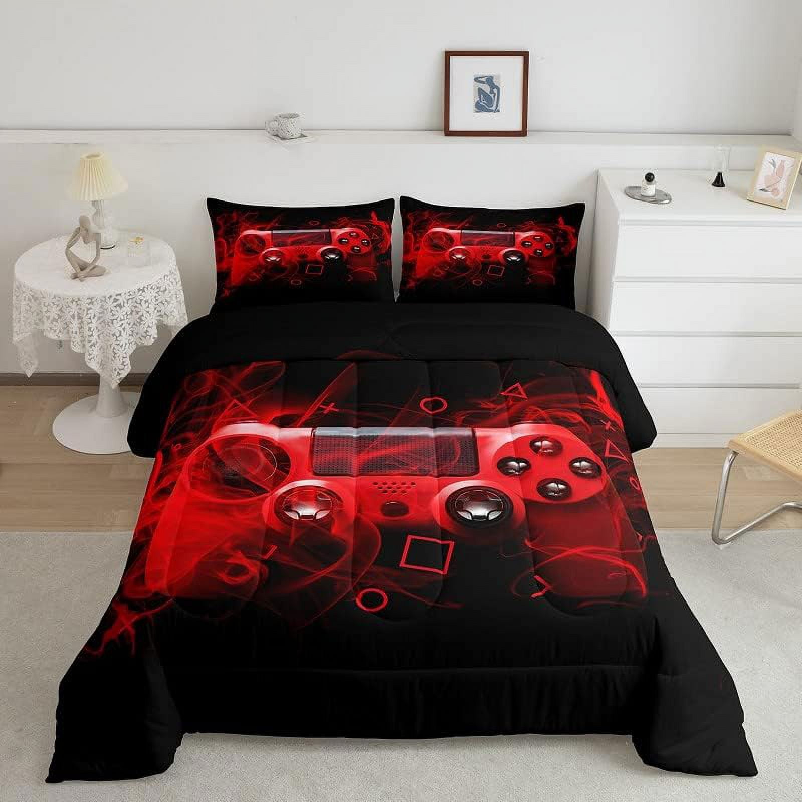 Video Game Controller Gamepad Bedding Set Geometry Polyester Comforters ...