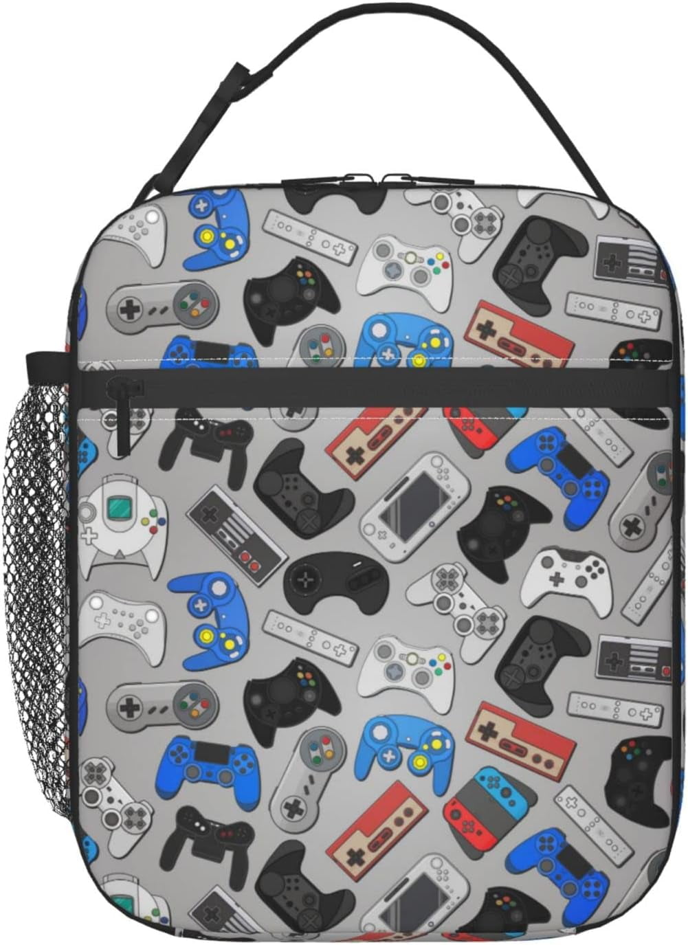 Video Game Controller Grey Background Lunch Bag Lunch Box Insulated ...