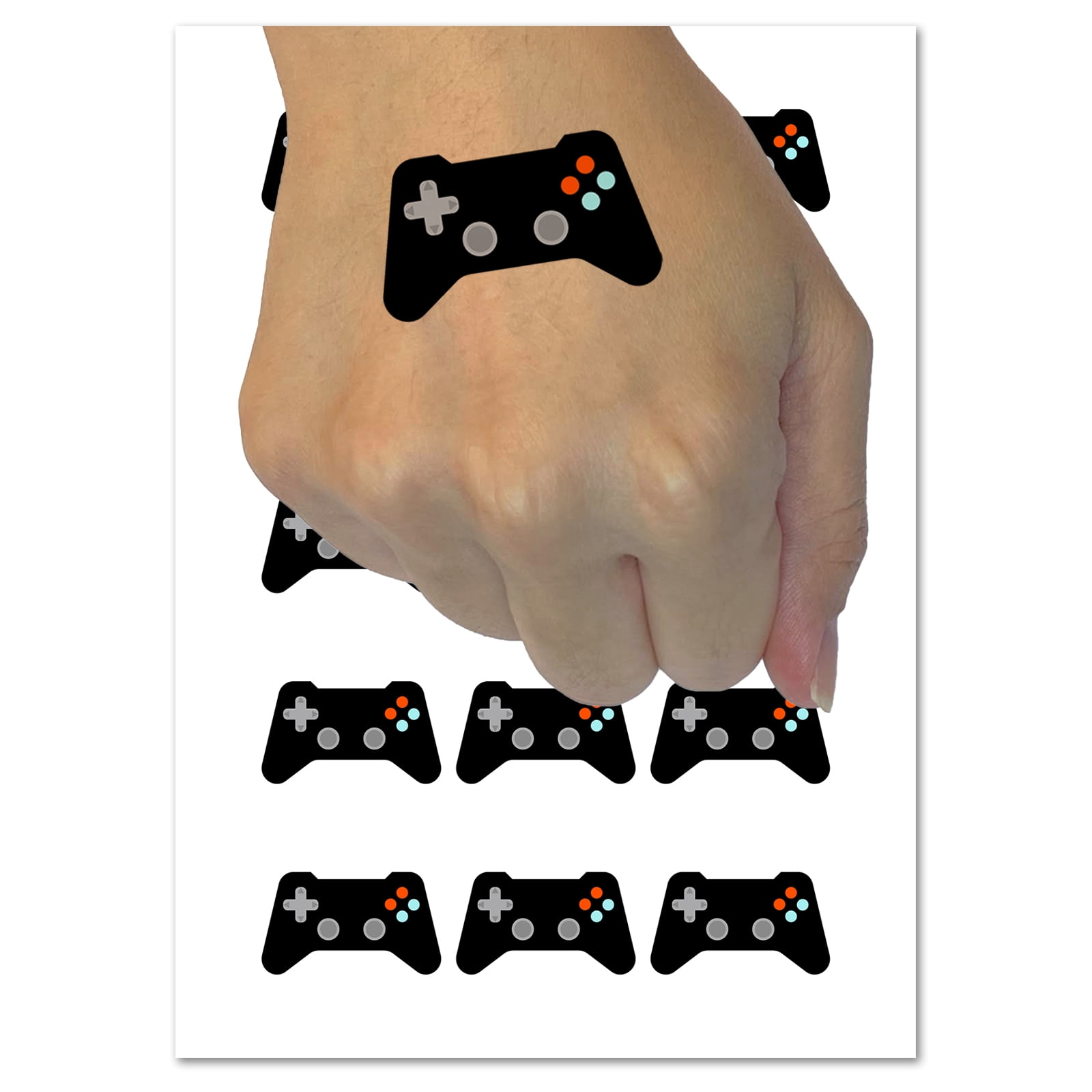 Video Game Controller Icon Water Resistant Temporary Tattoo Set Fake ...