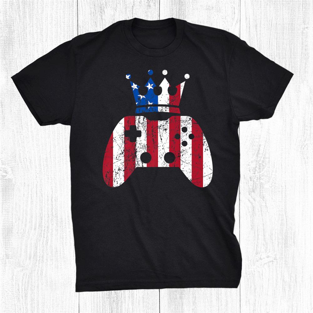 Video Game Controller King Crown American Flag Usa Gaming Shirt Gift ...