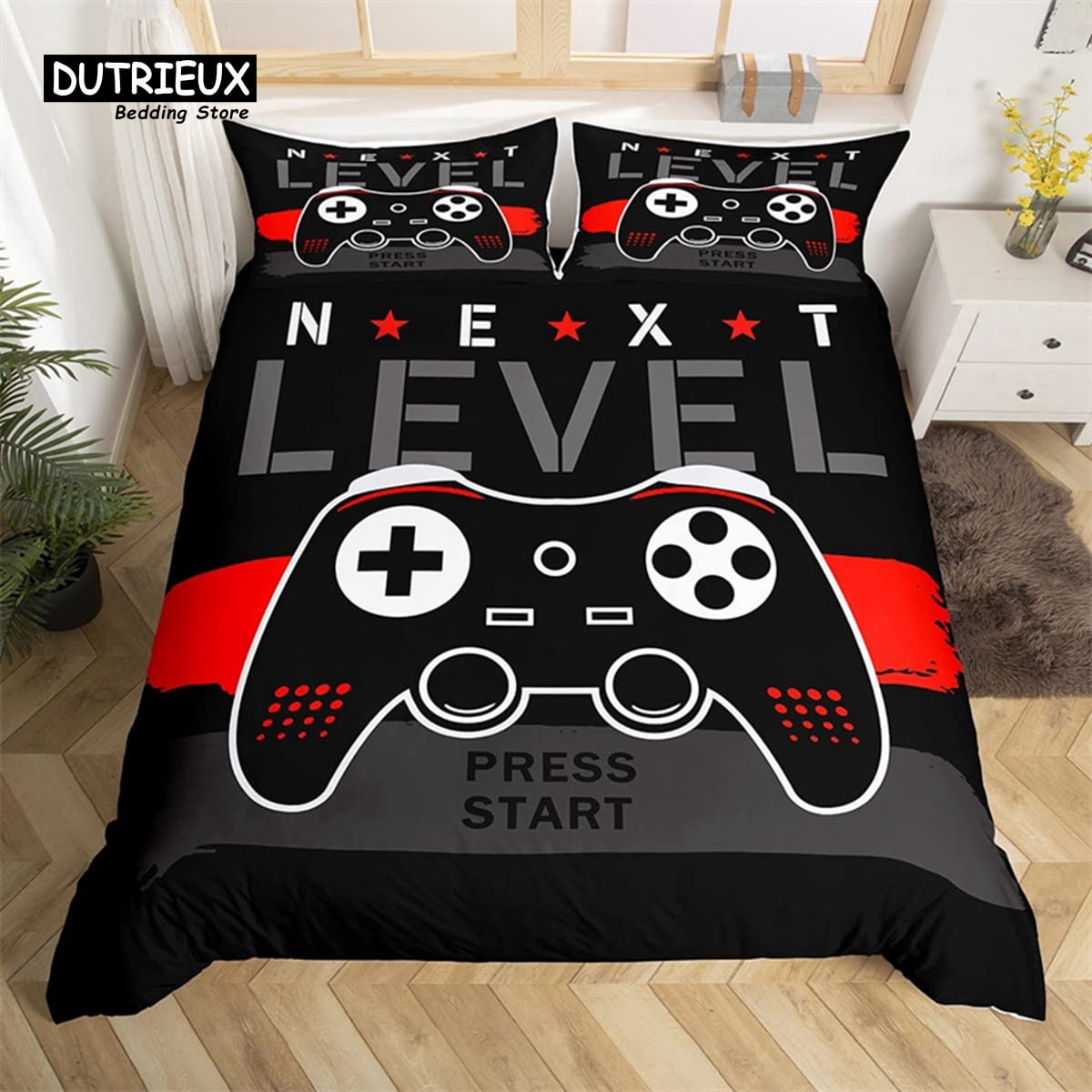Video Game Controller King Duvet Cover Gamer Bedding Set Single For ...