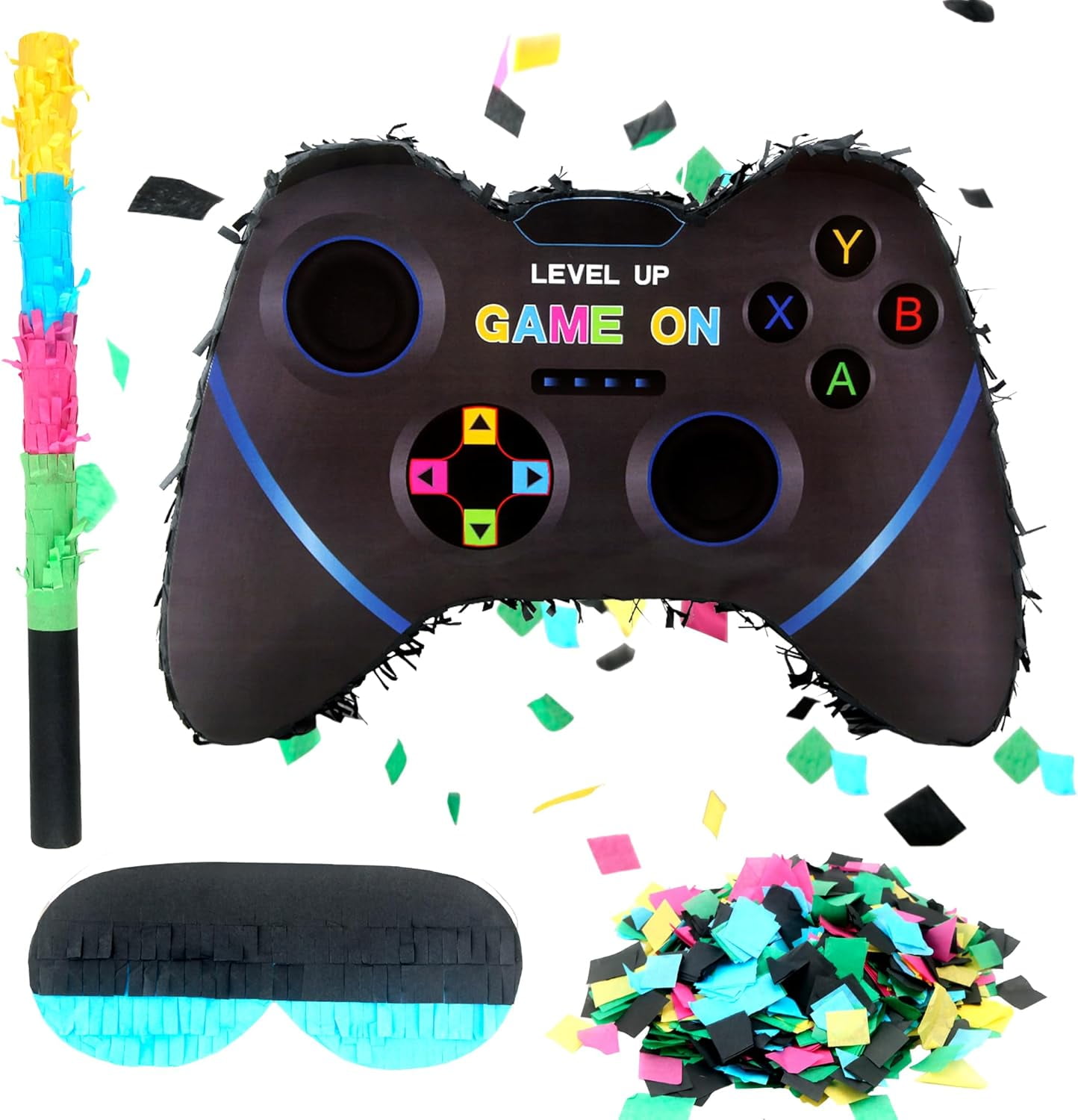 Video Game Controller Pinata with Blindfold Bat and Confetti Carnival ...
