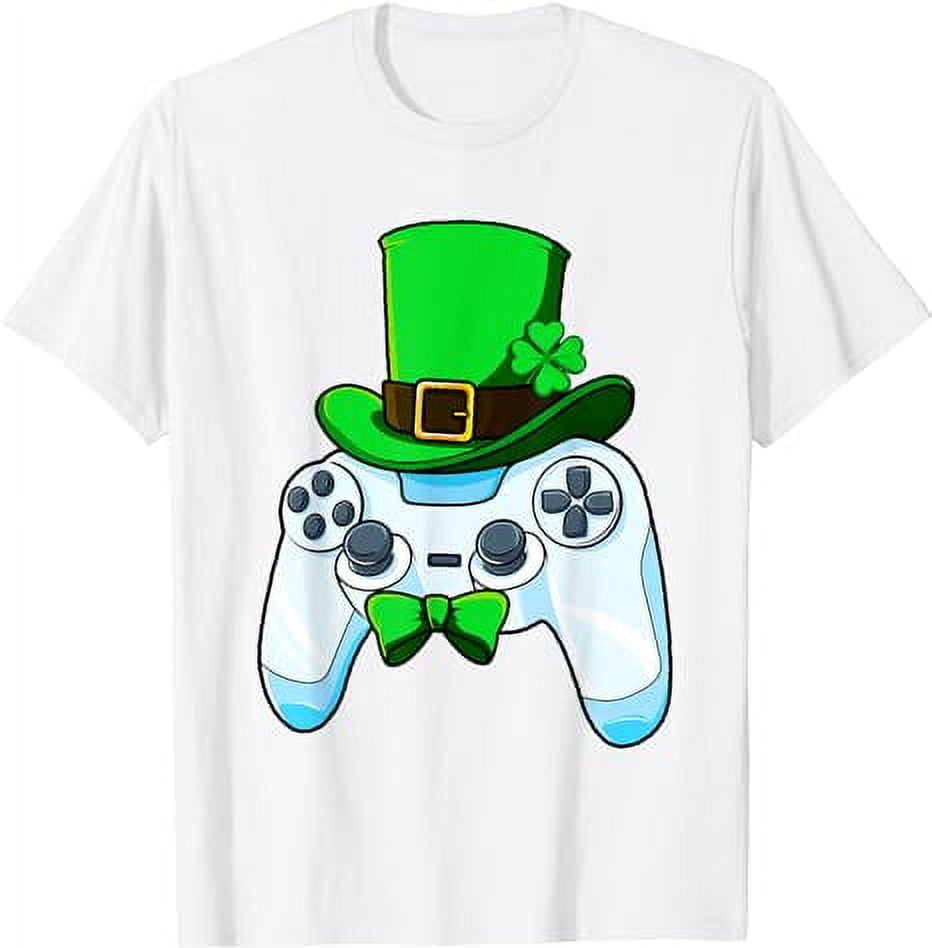 Video Game Controller St Patricks Day Gamer Irish Boys Men T-Shirt ...