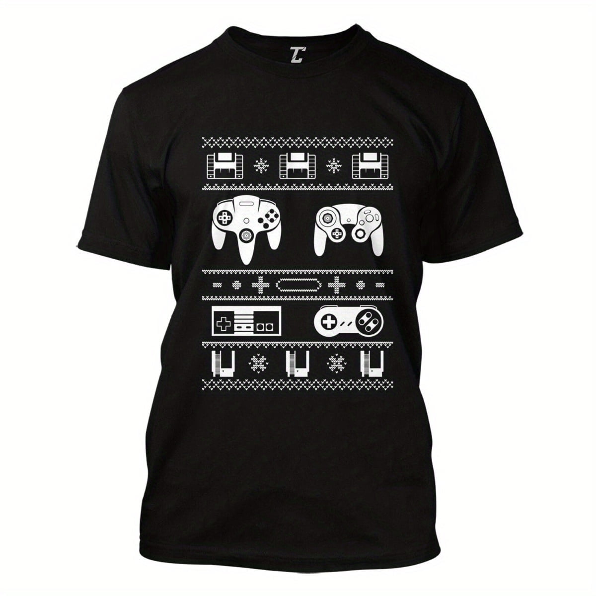 Video Game Controllers Ugly Sweater Pattern - Gamer Men's T-shirt ...