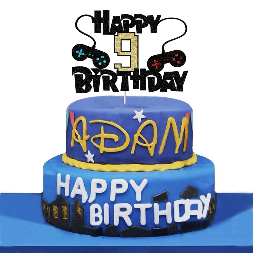 Video Game Happy 9th Birthday Cake BSL1 Topper,9 Year Old Boy and Kids ...
