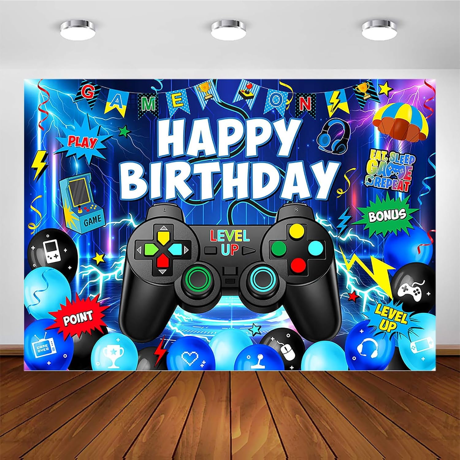 Video Game Happy Birthday Backdrop Gamer Birthday Party Decorations ...