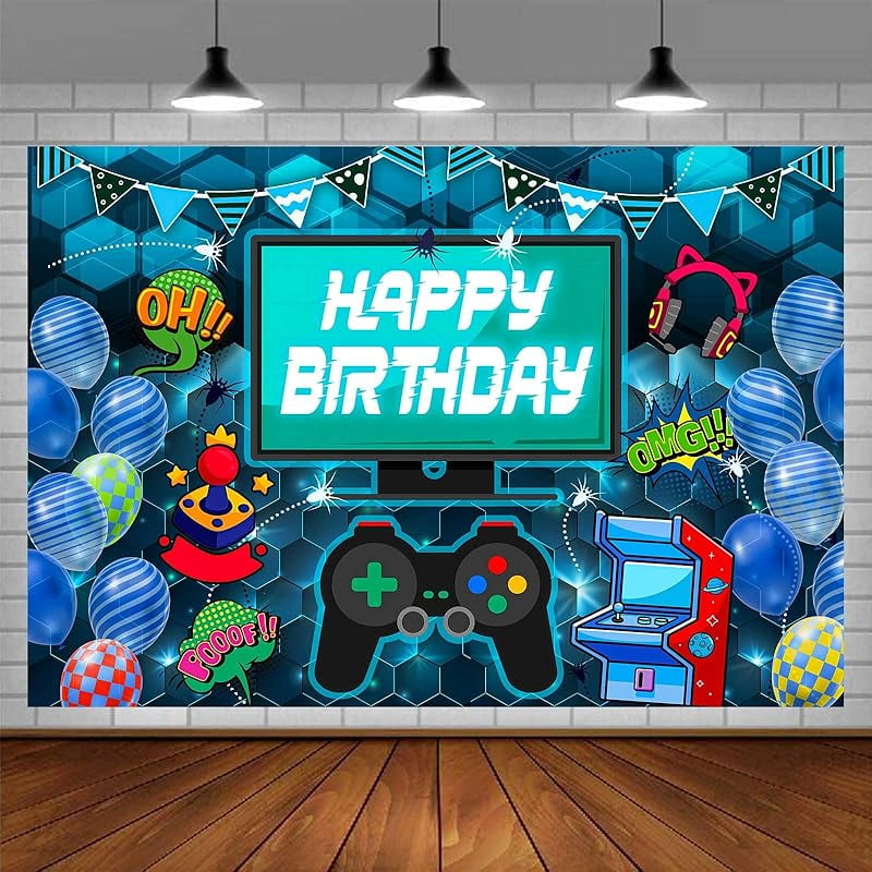 Video Game Happy Birthday Backdrop, Game on Photography Background Game ...