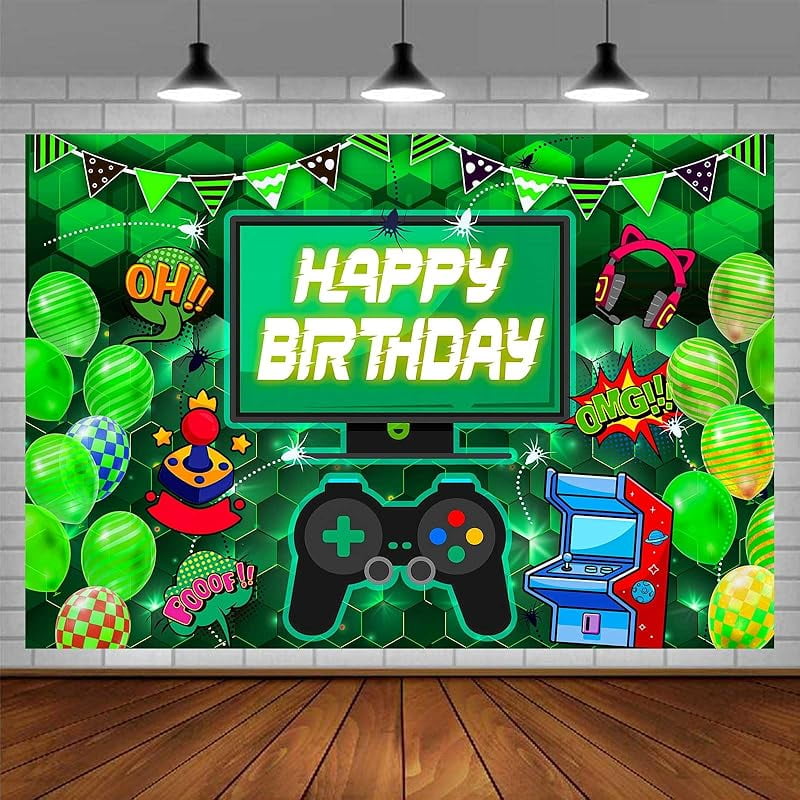 Video Game Happy Birthday Backdrop, Game on Photography Background Game ...