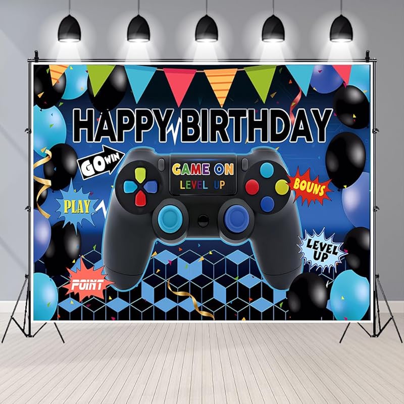 Video Game Happy Birthday Backdrops Gaming Theme Party Background Photo ...