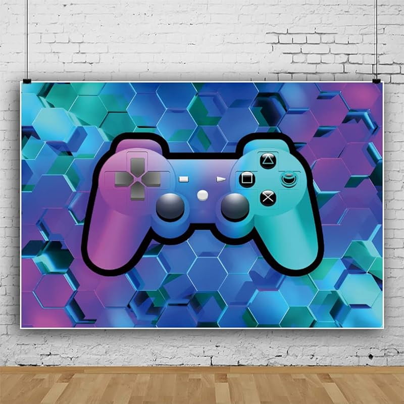 Video Game Happy Birthday Backdrops Gaming Theme Party Background Photo ...